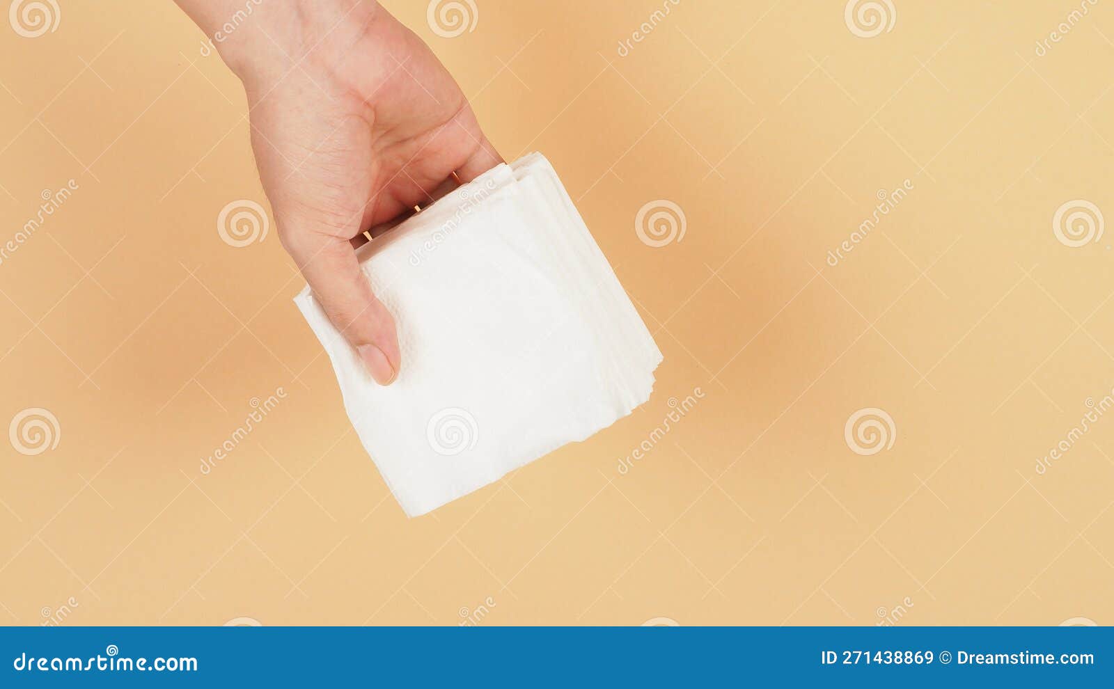 Hand is Wiping and Hold White Paper Tissue on Ivory Background Stock ...