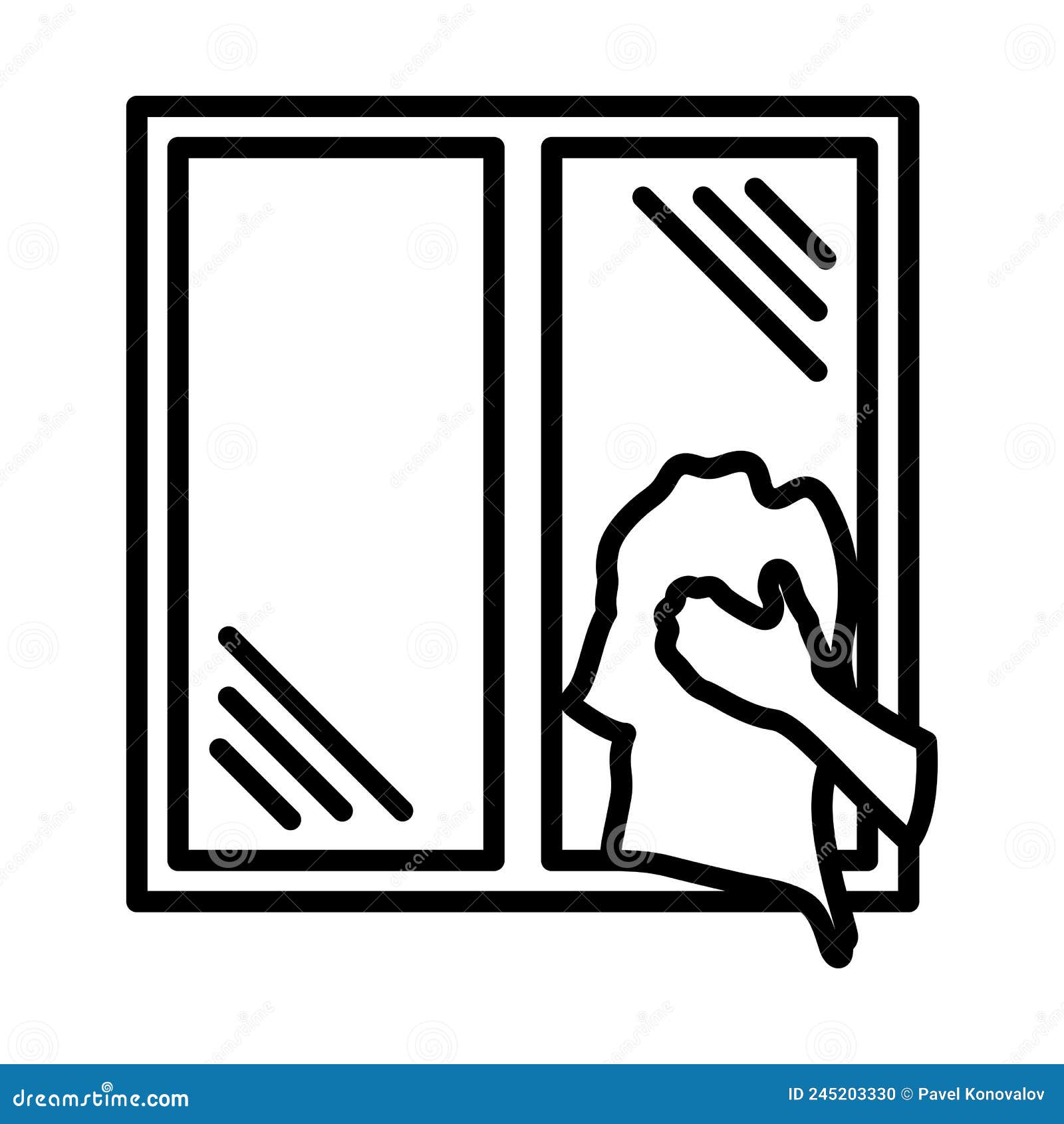 Hand Wiping Window Icon stock vector. Illustration of scrub - 245203330