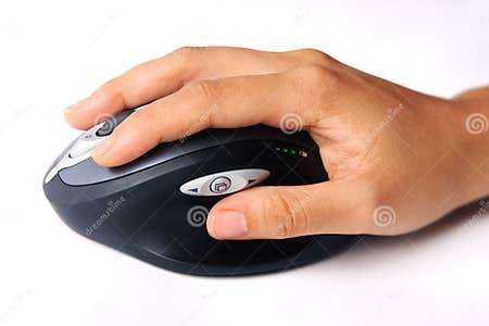 Hand with wireless mouse stock image. Image of equipment - 4096011