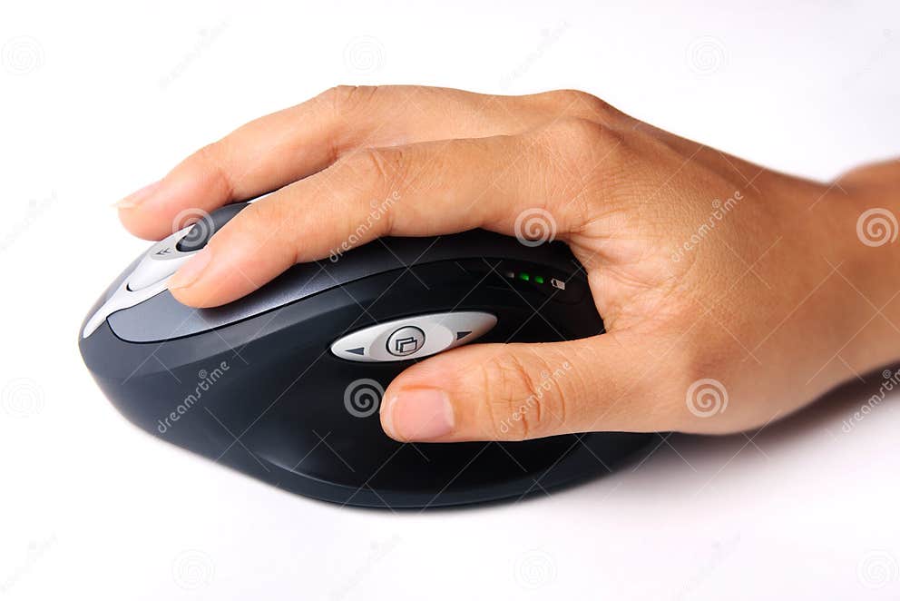 Hand with wireless mouse stock image. Image of equipment - 4096011