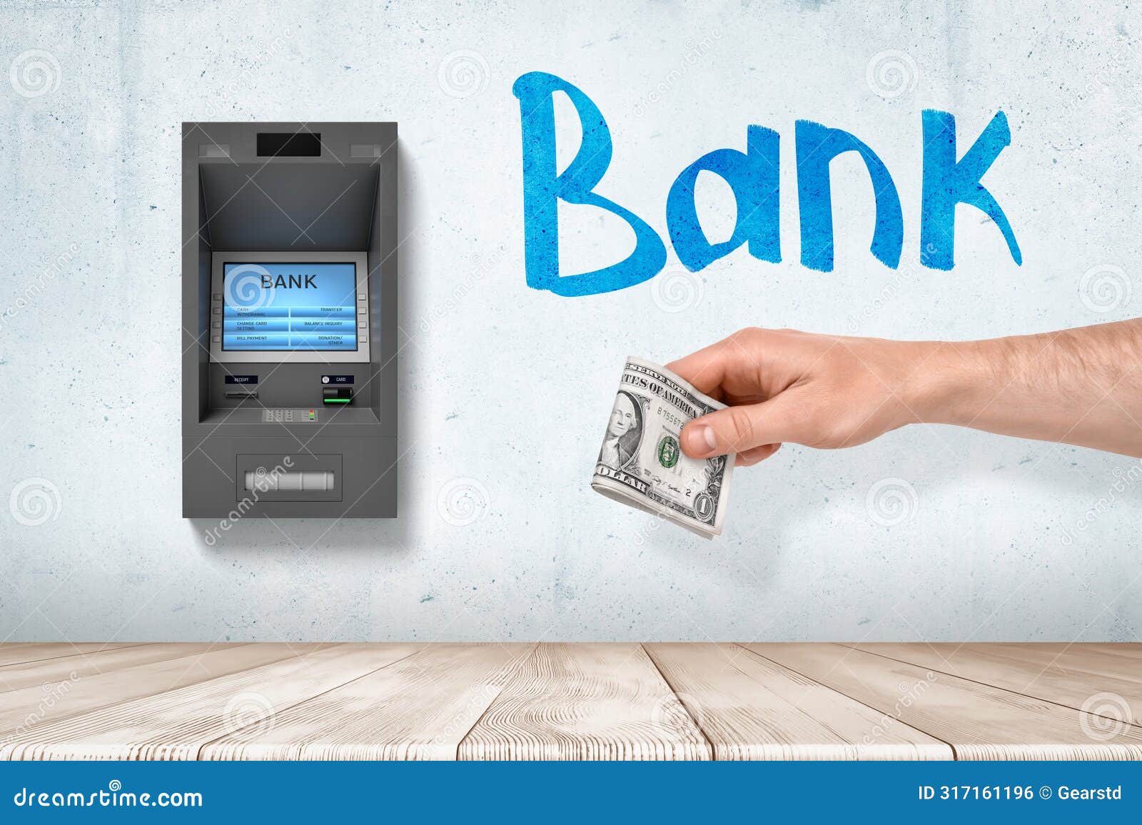 Hand Withdrawing Cash from ATM Machine Drawing Stock Illustration ...