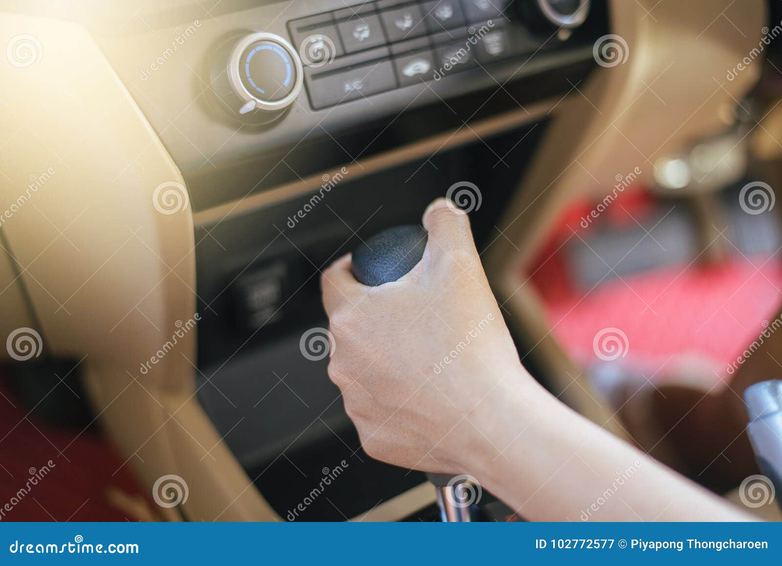 Hand Woman on Automatic Gear Shift Stock Image - Image of hand, concept ...