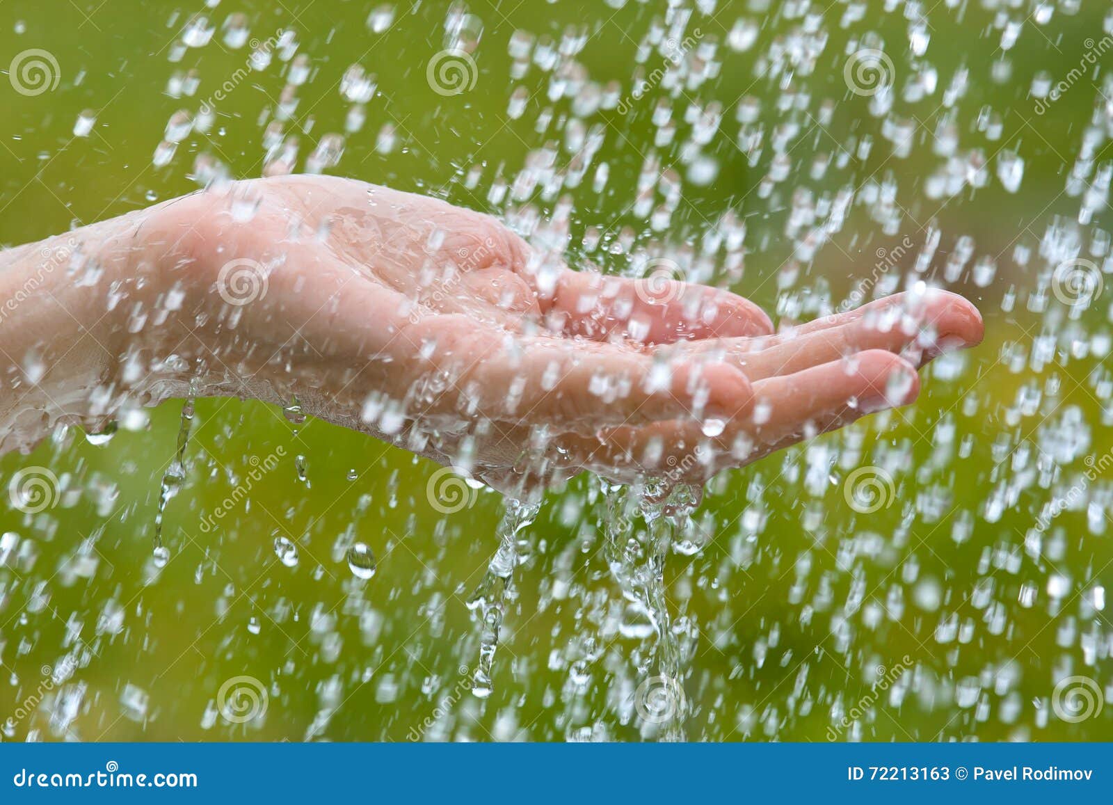 Hand of Woman Catching Raindrops Stock Image - Image of freshness ...