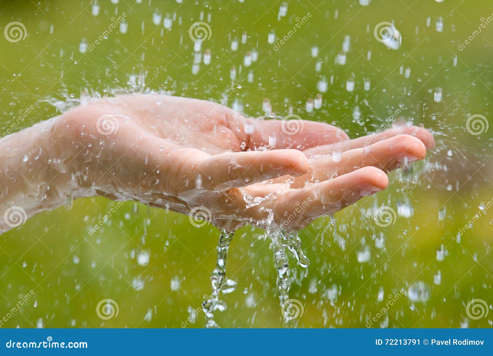 Hand of Woman Catching Raindrops, Closeup Stock Image - Image of ...