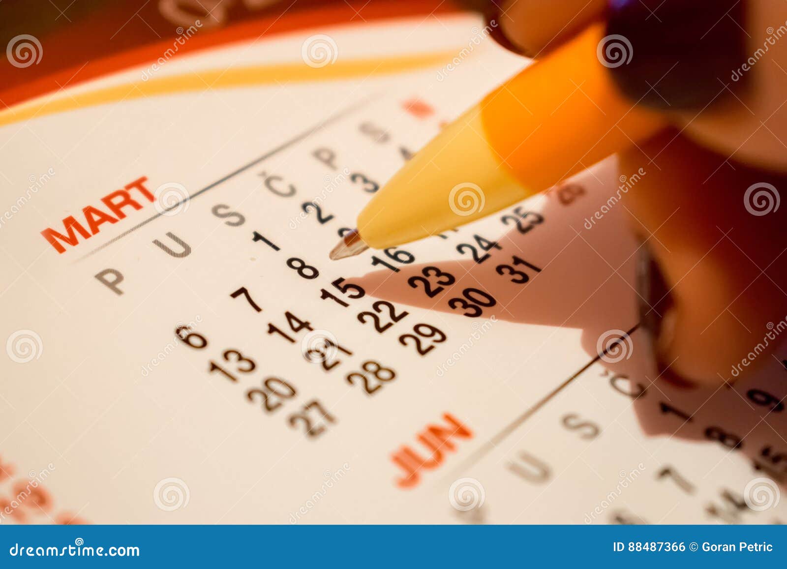 Hand Woman Checking Meeting Plan in Calendar Background Stock Photo ...