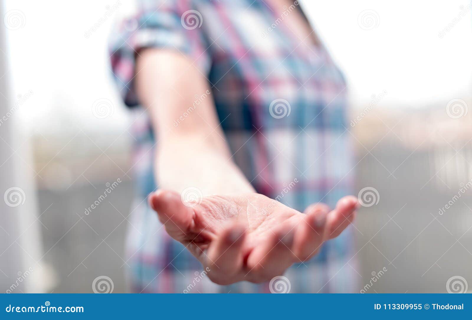 Hand of Woman in Gesture of Support Stock Image - Image of presentation ...