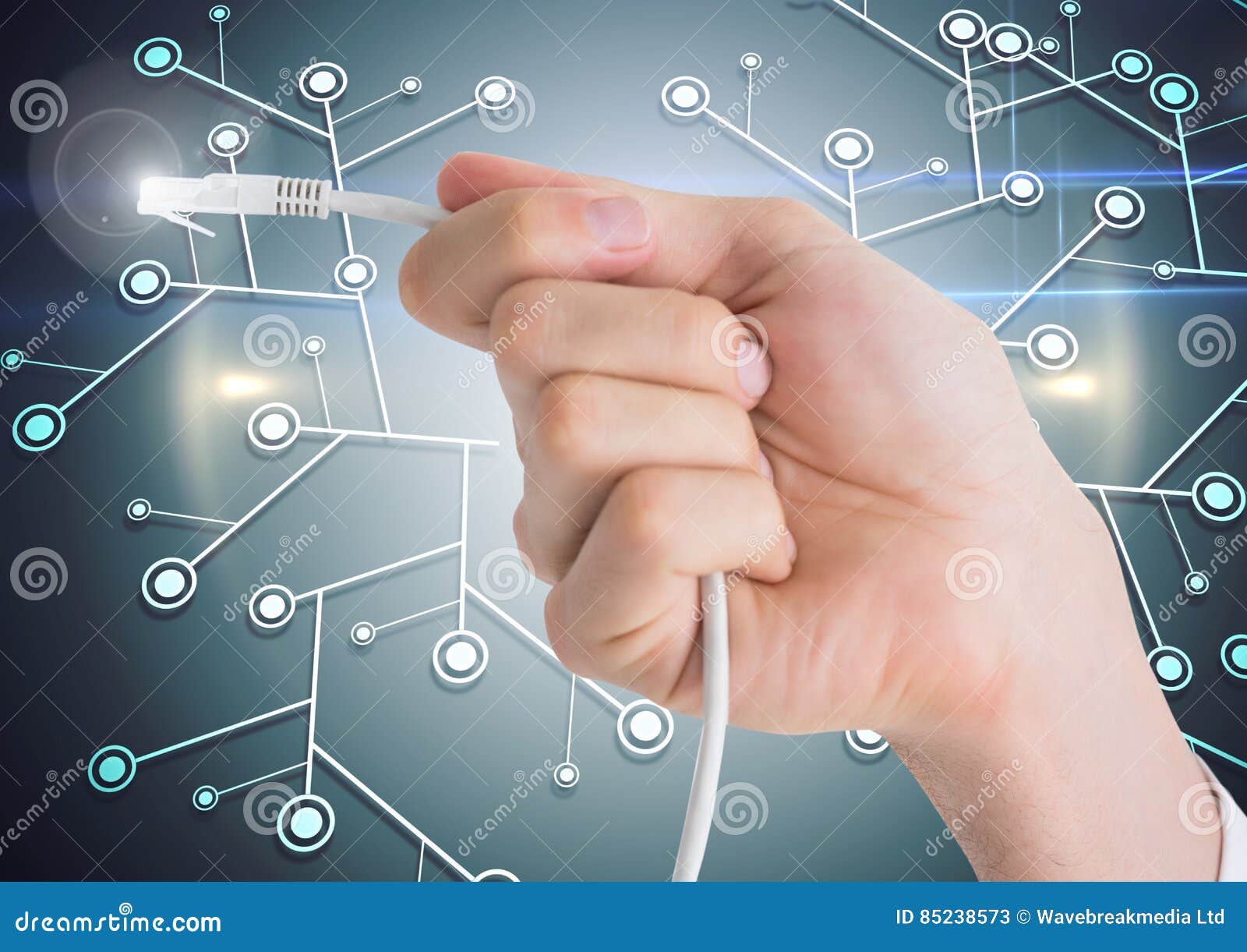 Hand of Woman Holding Cable with Flare Stock Image - Image of browsing ...