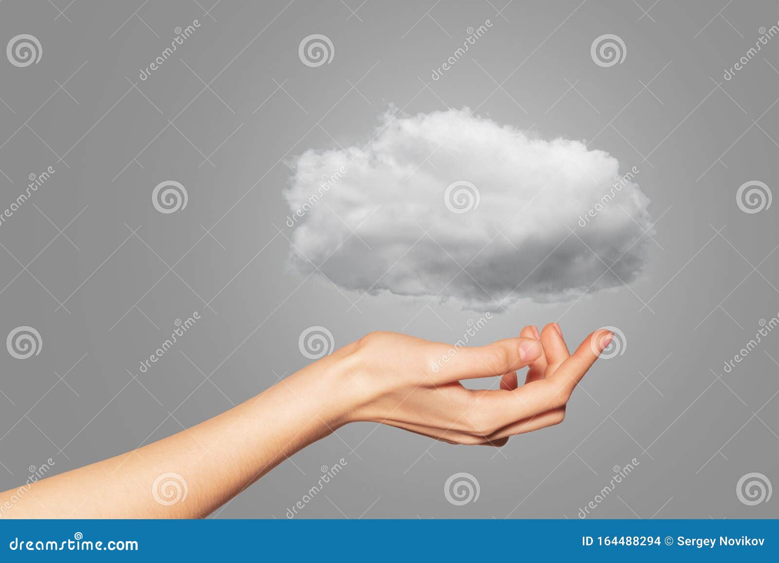 Hand of Woman with Light Cloud - Computing Concept Stock Photo - Image ...