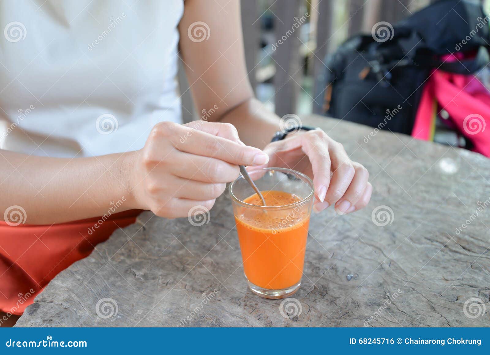 Hand of woman making tea stock photo. Image of latte - 68245716
