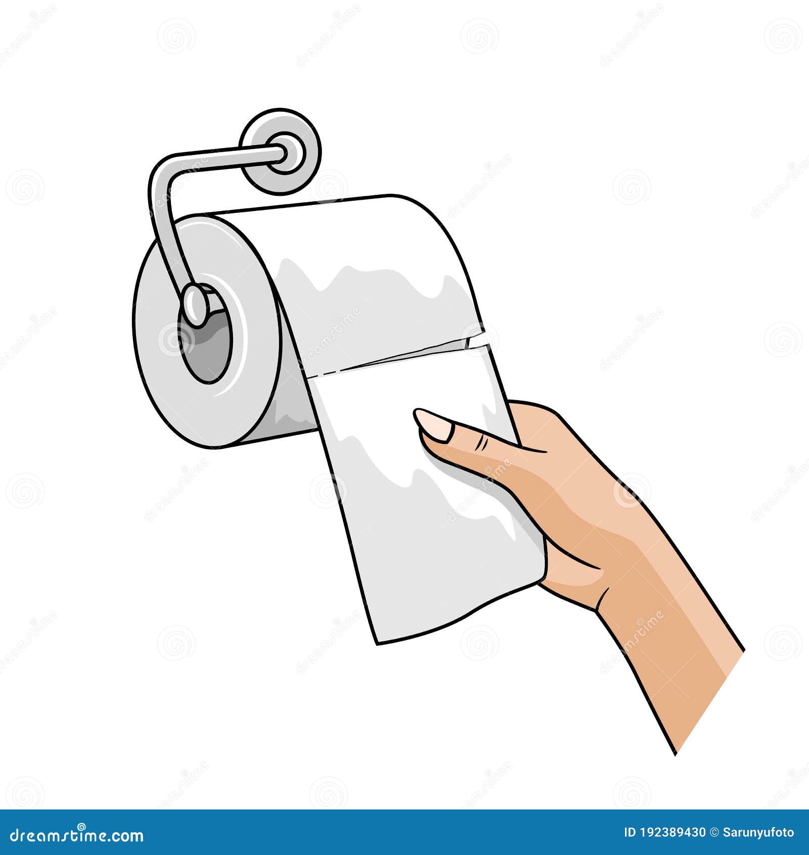Hand Woman Pull Up with a Tissue Roll White Paper Design Isolated on ...
