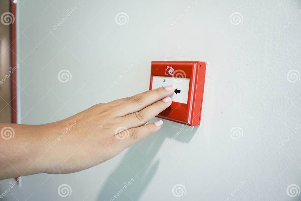 Hand of Woman Pulling Fire Alarm Switch Stock Image - Image of house ...