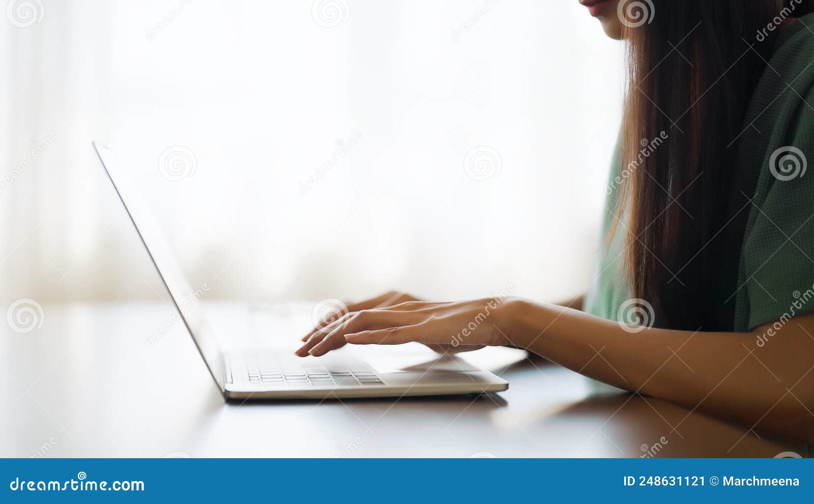 Hand of Woman Typing on Computer Laptop Stock Image - Image of female ...