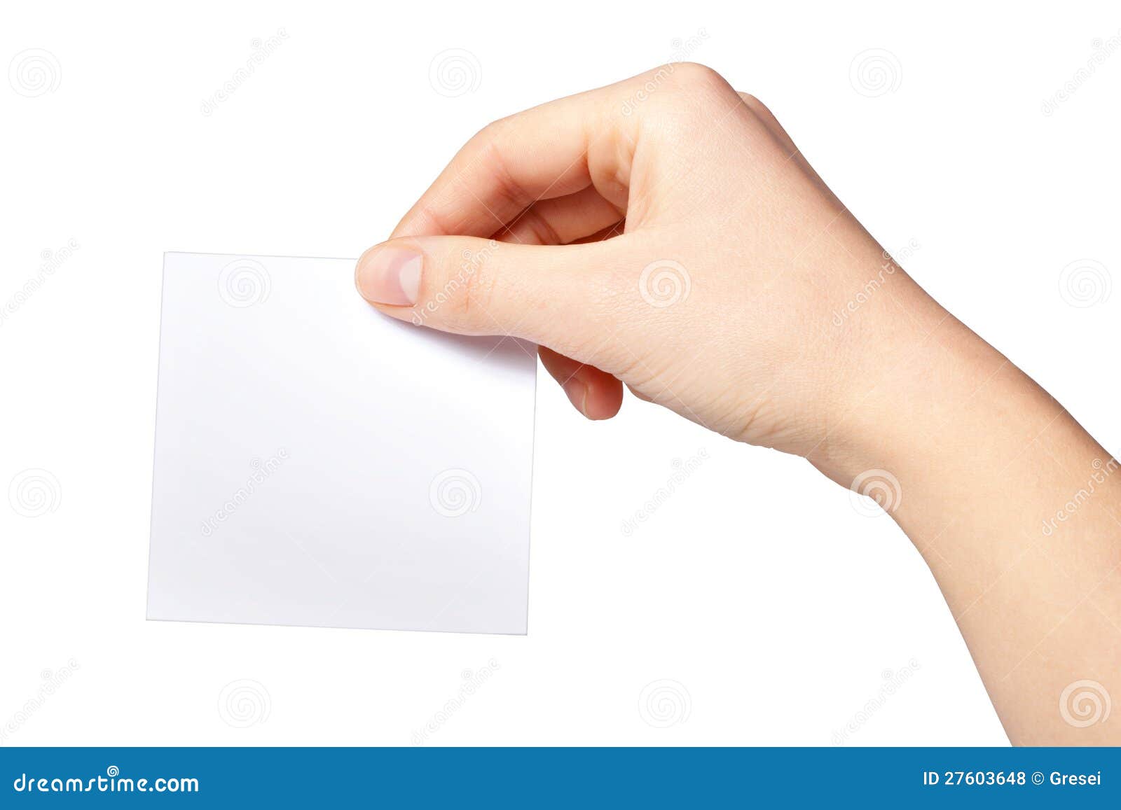 Hand of Women Holding Blank Paper Label Stock Photo - Image of blank ...