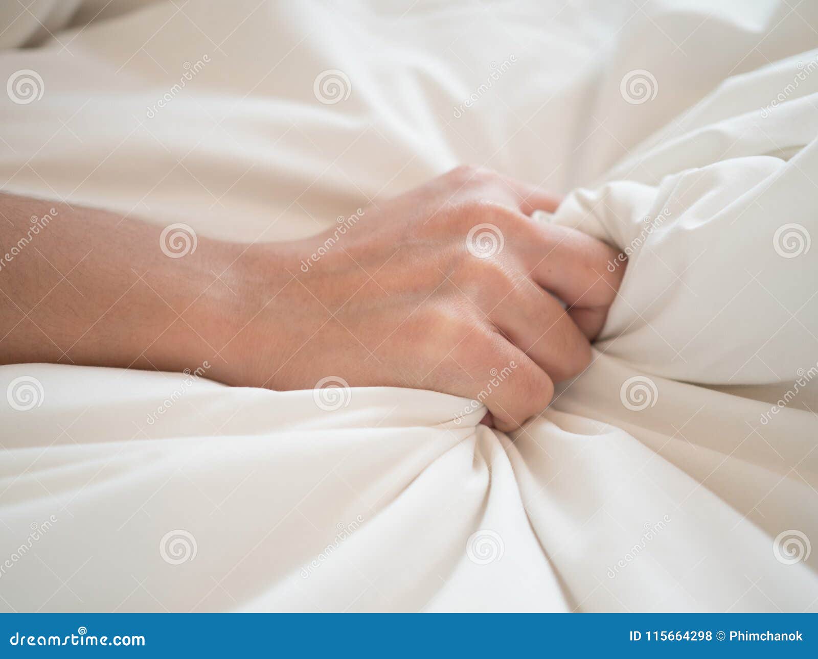 Hand of Women Pulling White Sheets Stock Photo - Image of pleasure ...