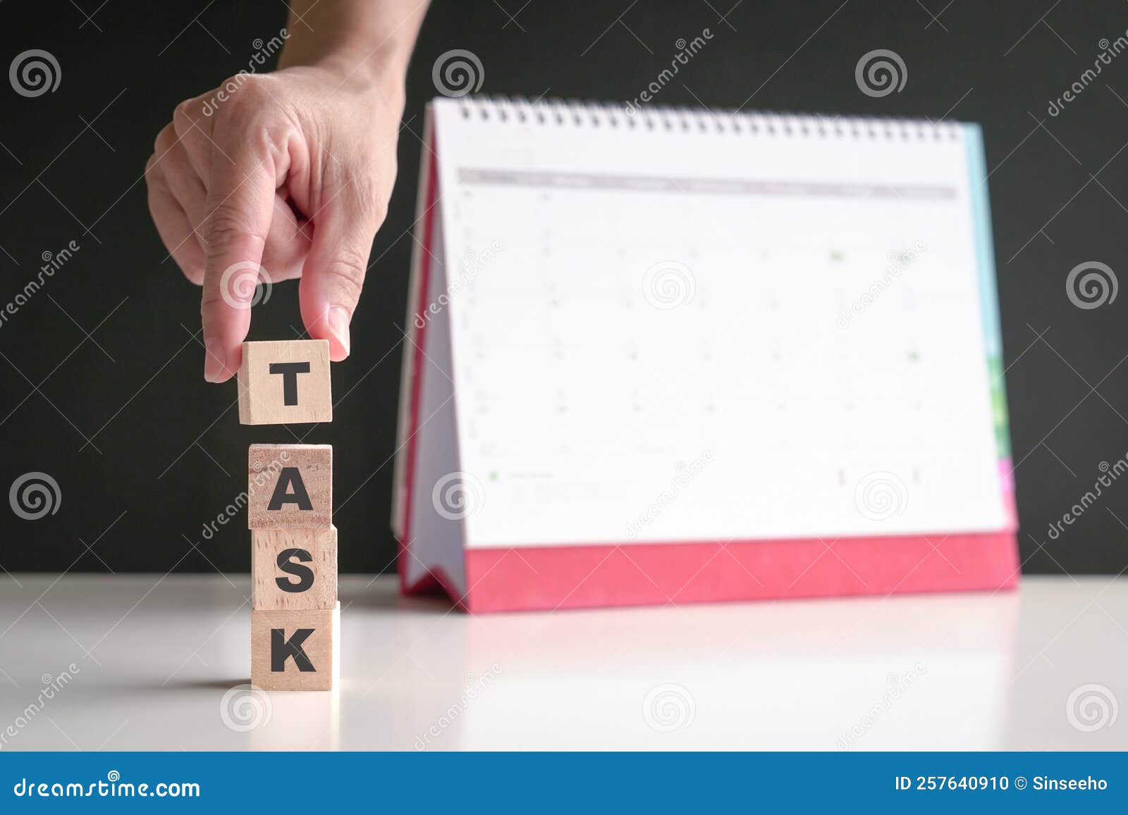 Hand on Wood Cubes with Word Task Stock Photo - Image of copy, list ...