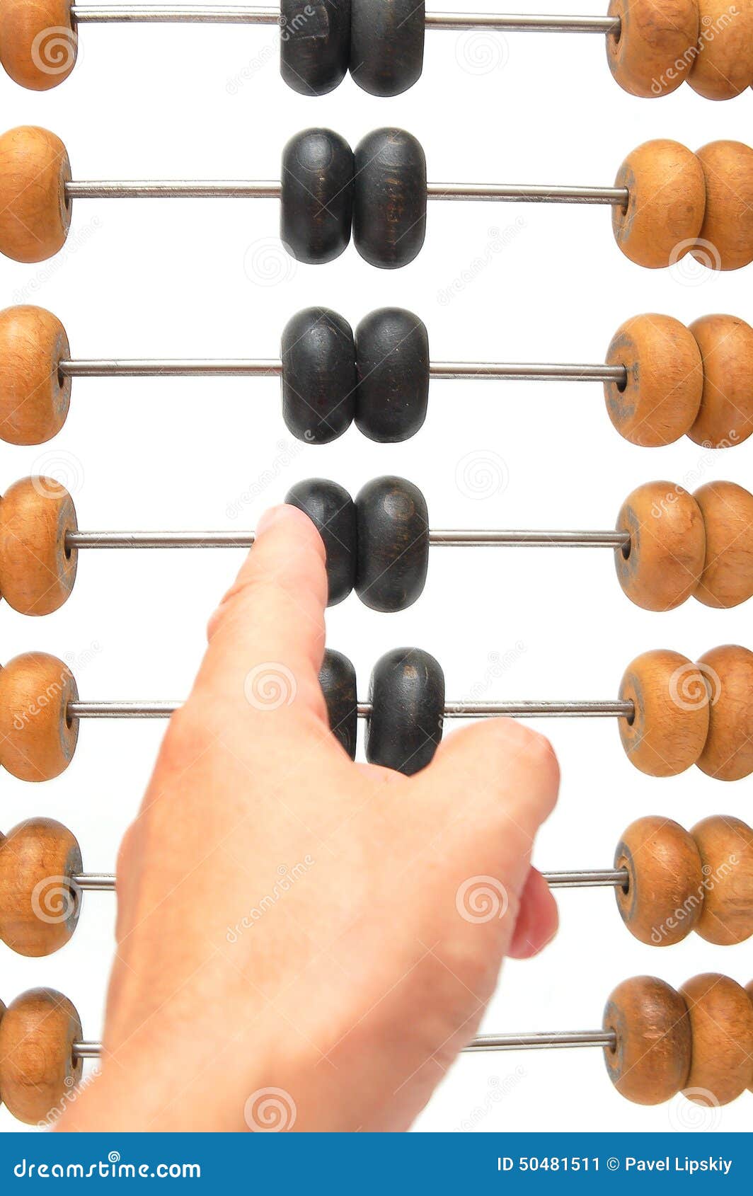 Hand and a wooden abacus stock image. Image of isolated - 50481511