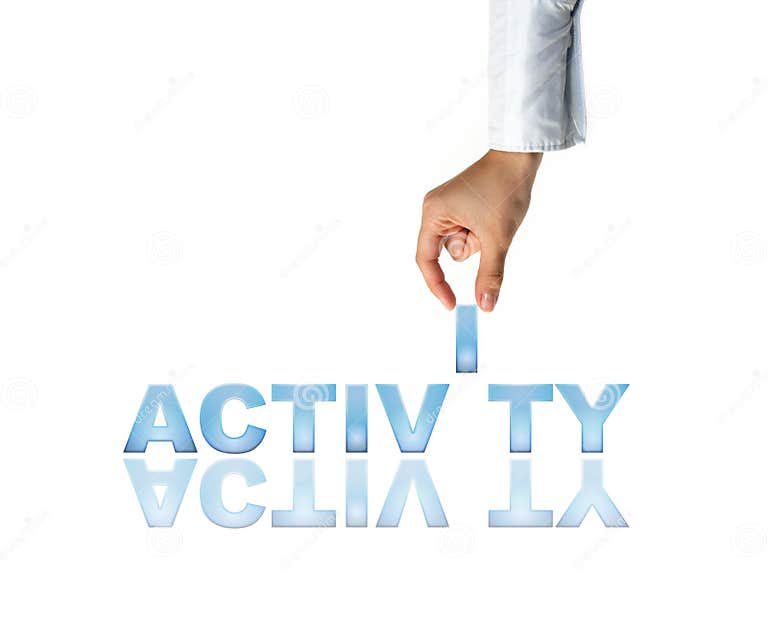 Hand and the word Activity stock image. Image of business - 7517659