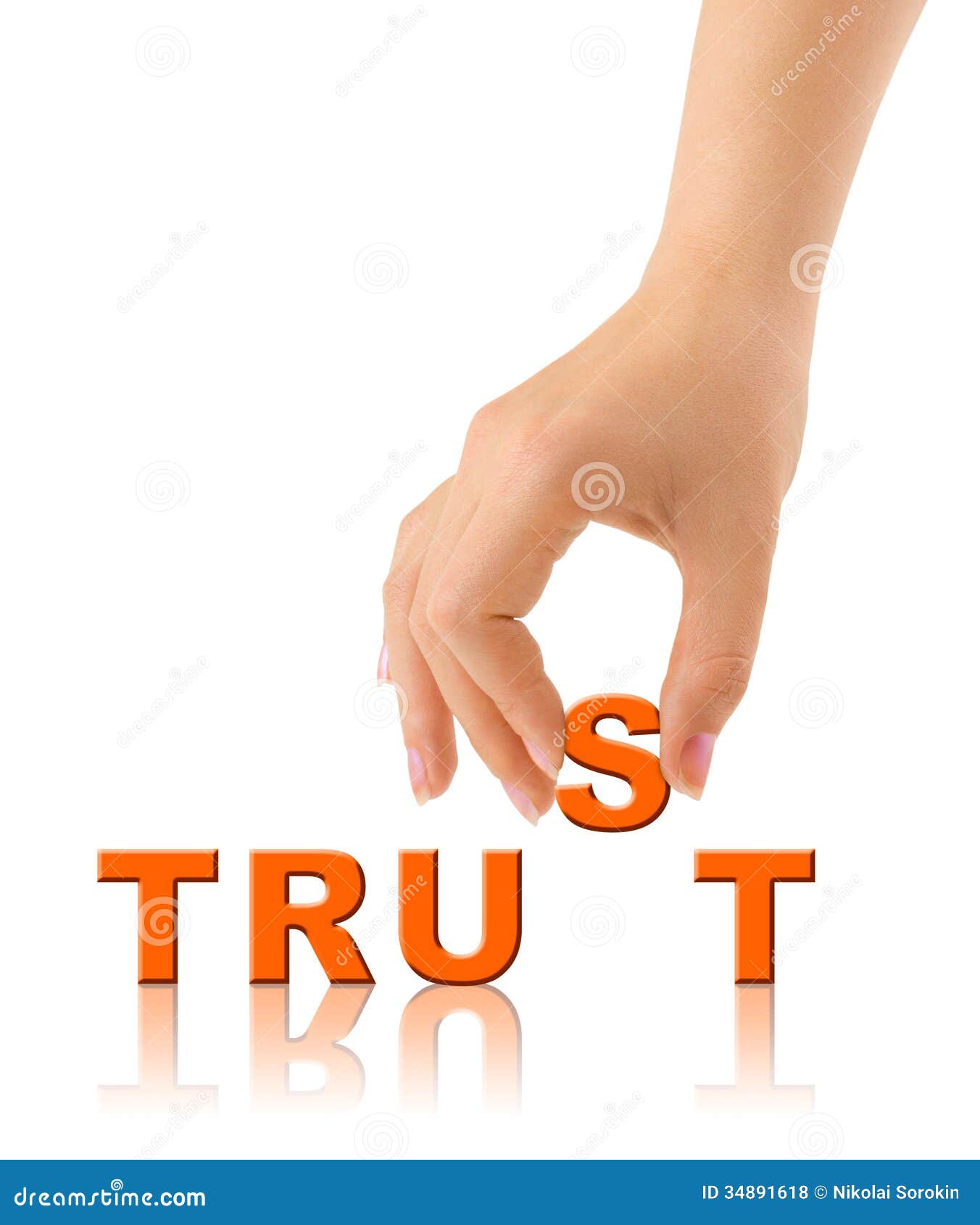 Hand and word Trust stock photo. Image of reflection - 34891618