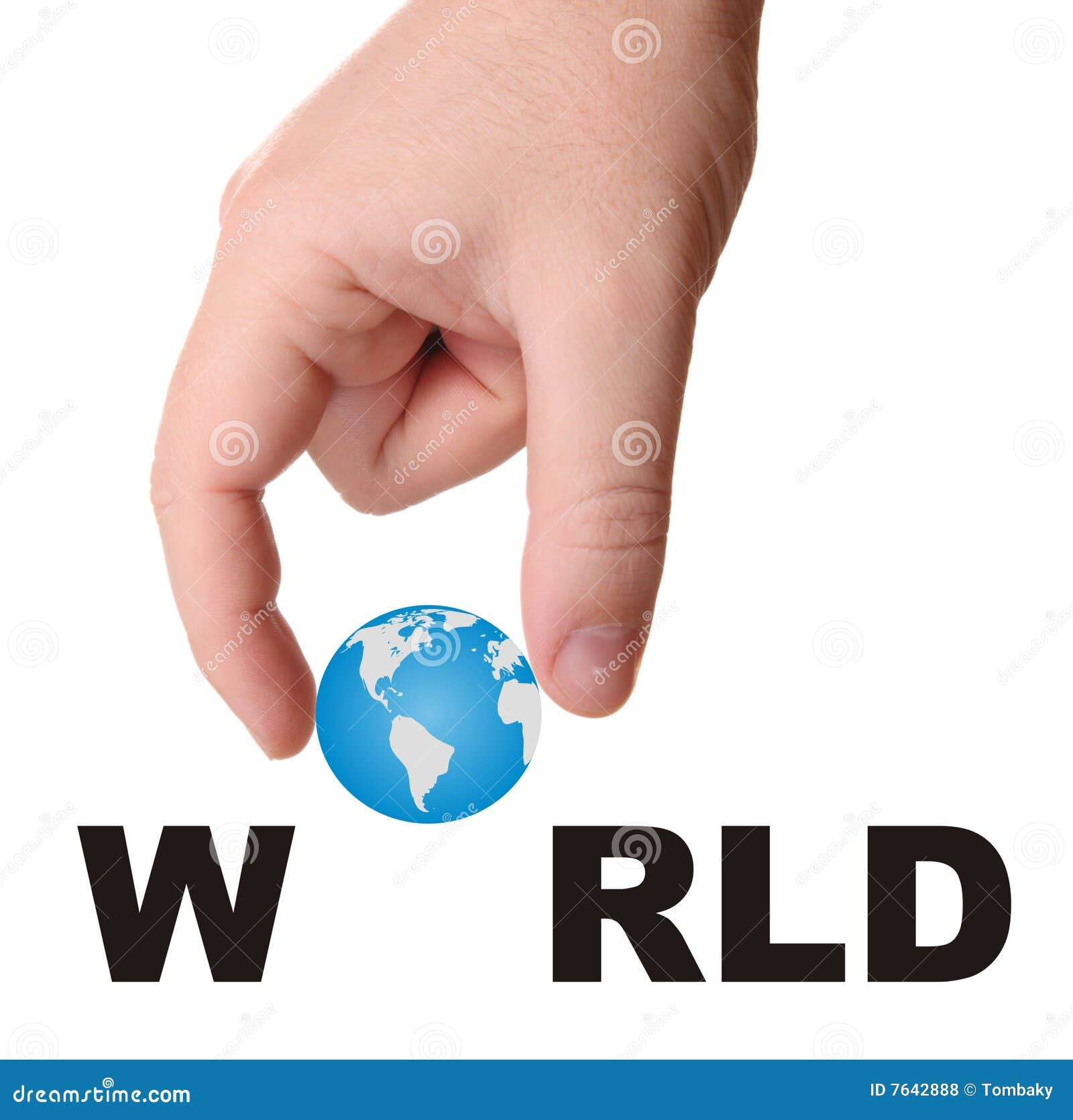 Hand and word WORLD stock photo. Image of inspiration - 7642888