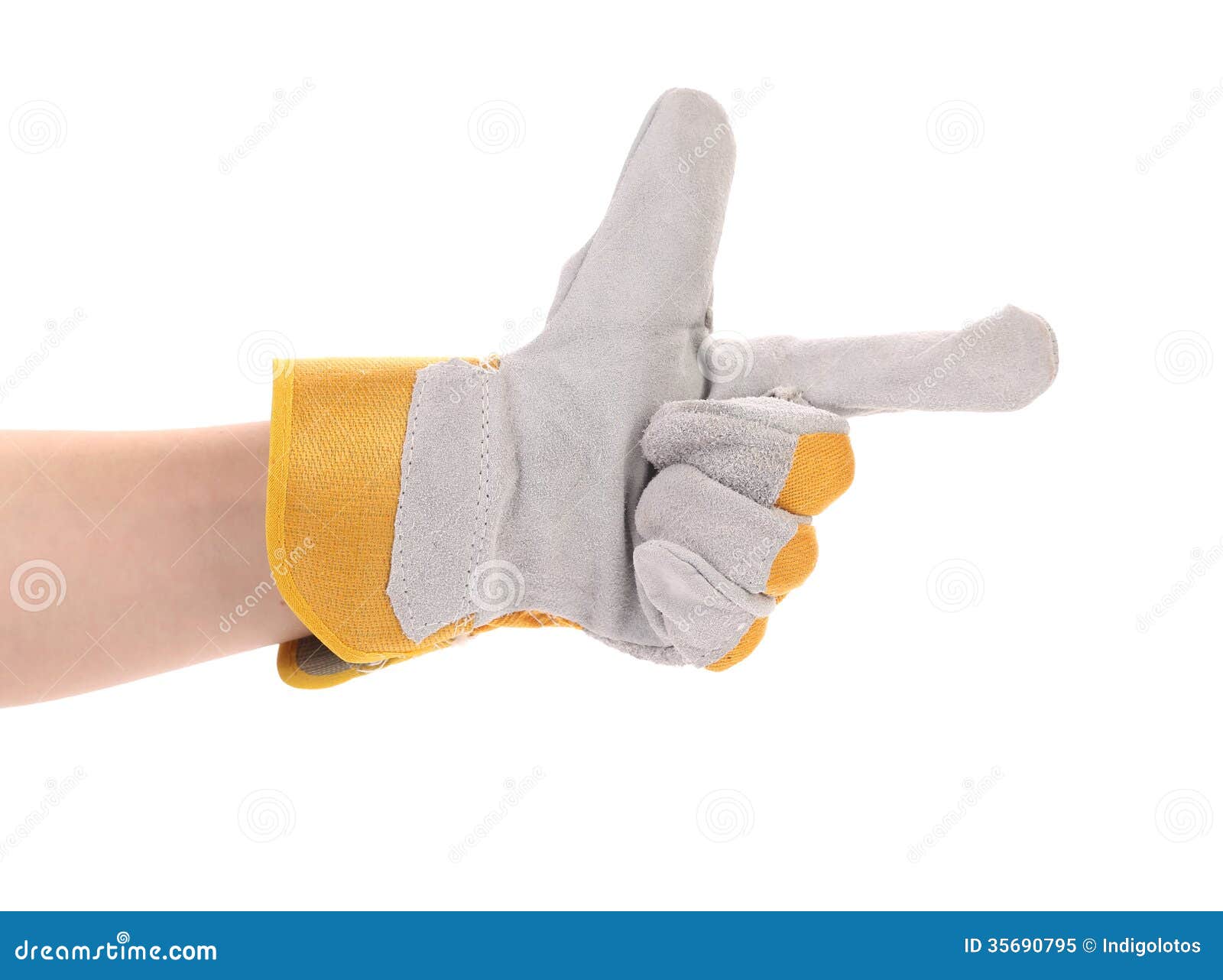 Hand in Work Glove Like a Gun Stock Image - Image of construction ...
