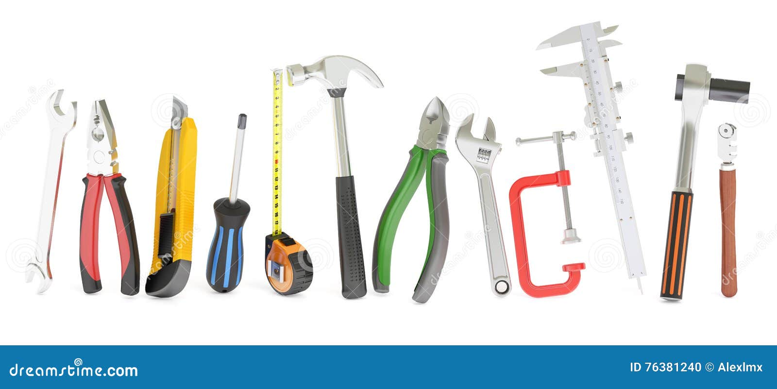 Hand Work Tools, 3D Rendering Stock Illustration - Illustration of ...