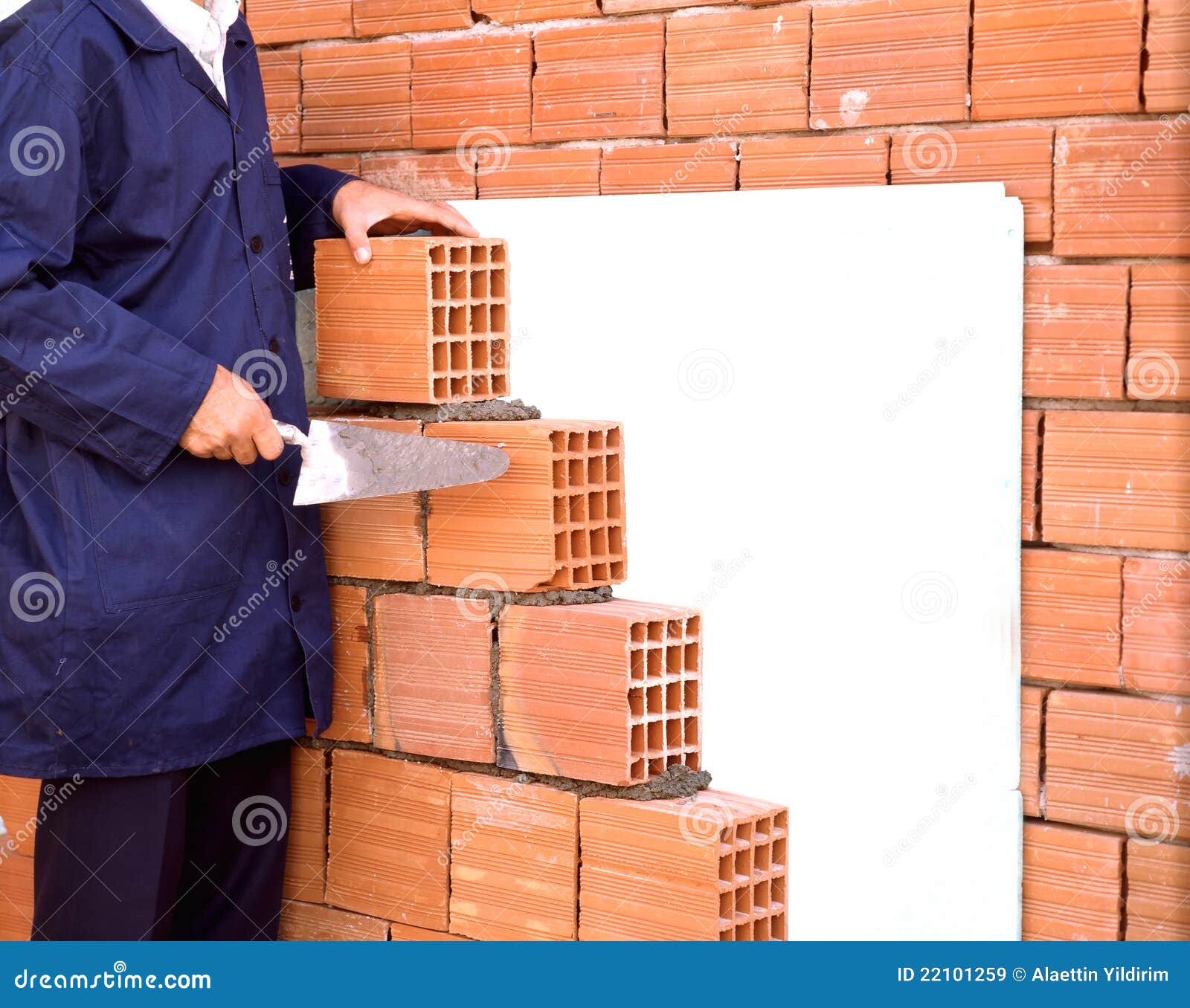 Hand of Worker Laying Bricks Stock Image - Image of string ...
