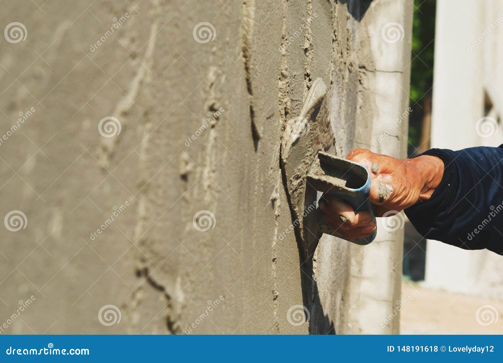Hand of Worker Plastering Cement on Wall Stock Photo - Image of ...