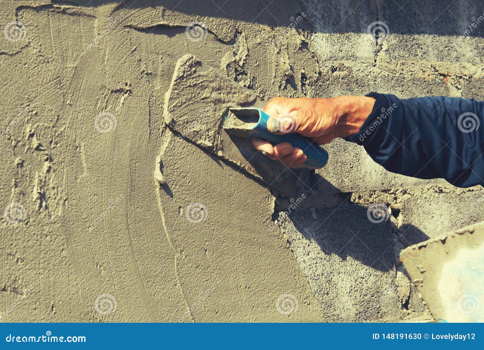Hand of Worker Plastering Cement on Wall Stock Photo - Image of ...