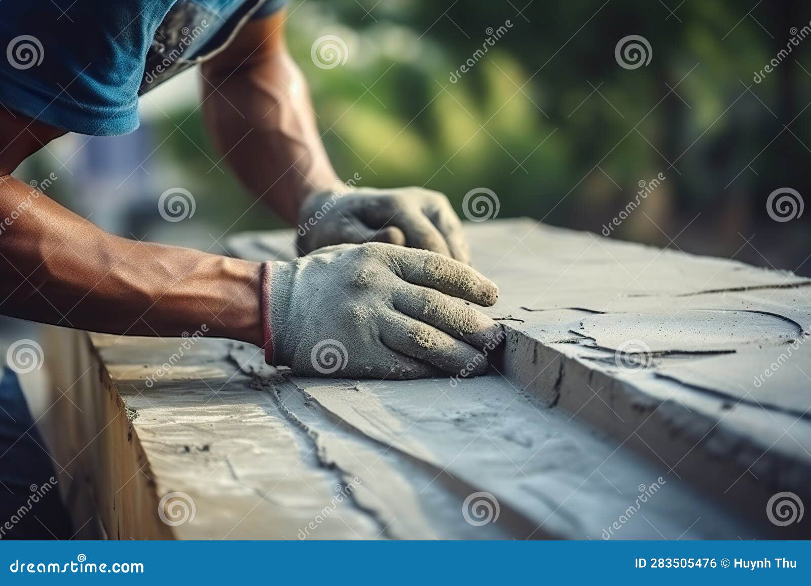 Hand of Worker Plastering Cement at the Wall for Building House Stock ...