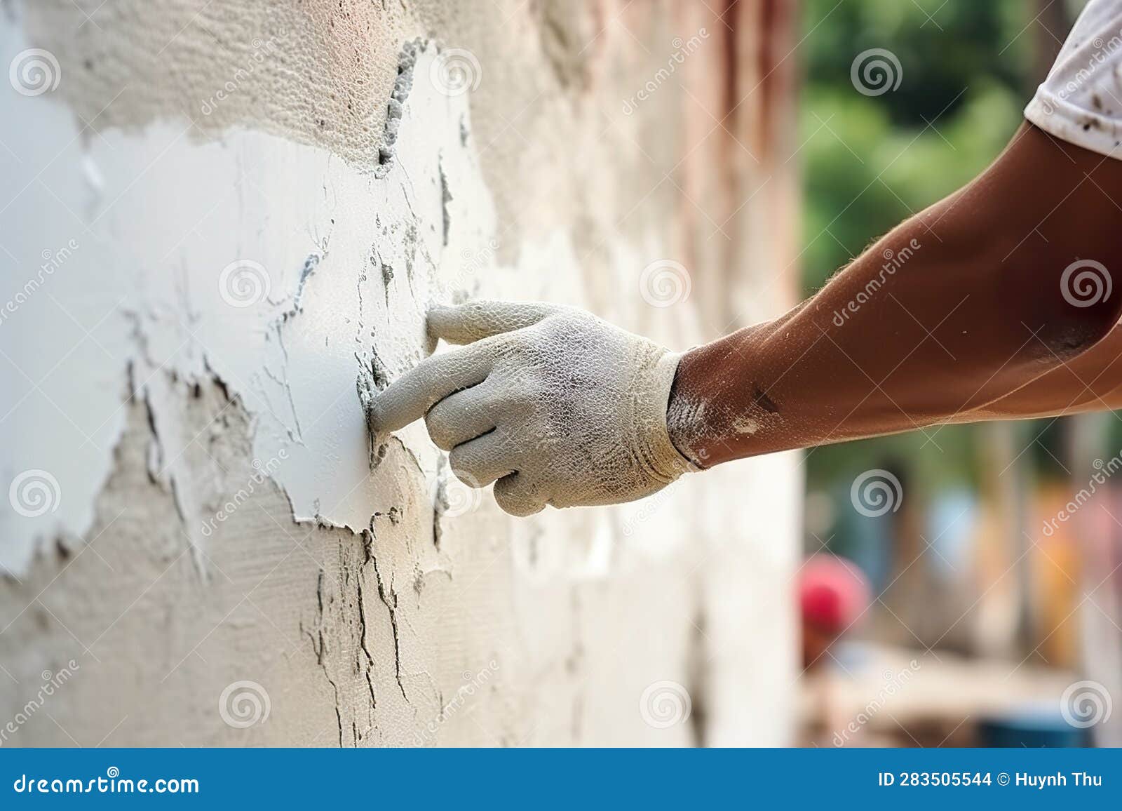 Hand of Worker Plastering Cement at the Wall for Building House Stock ...