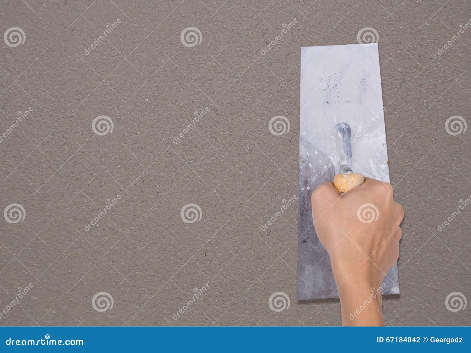 Hand of Worker Use Trowel Plastering Concrete at Wall Stock Photo ...