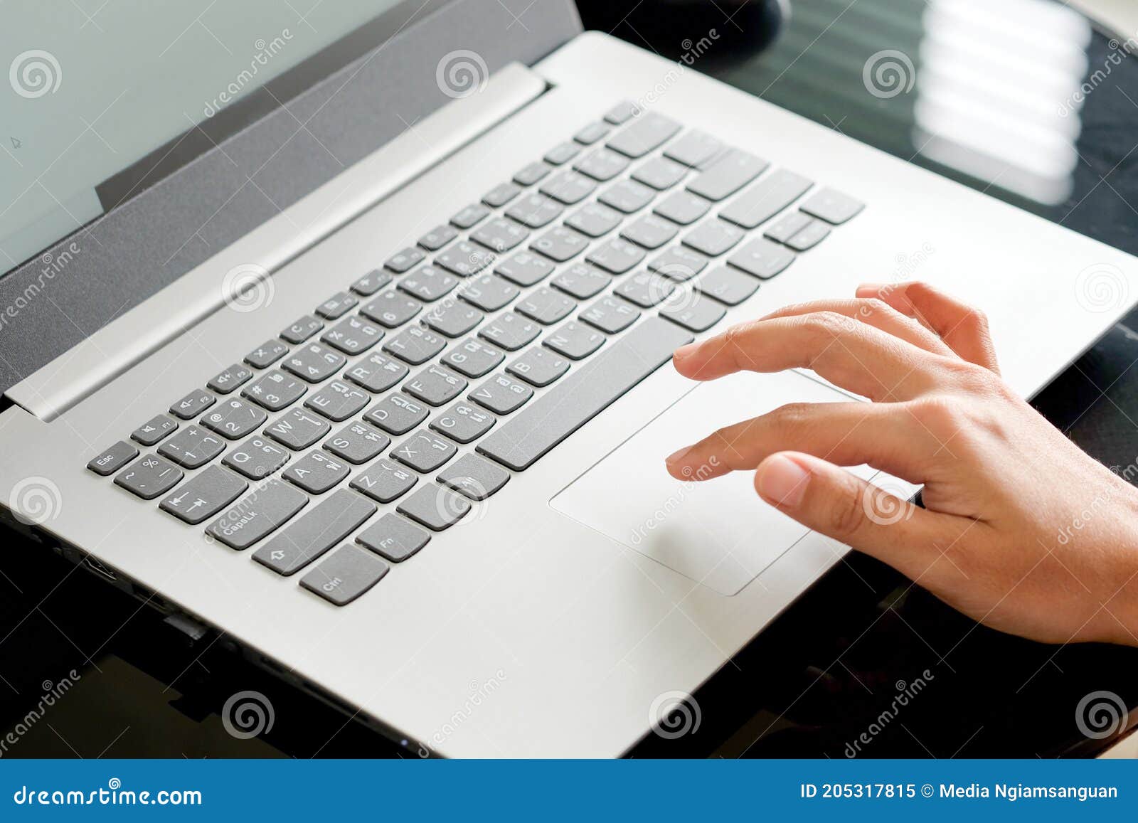Hand of the Worker he is Using a Computer Hands on the Keyboard. Find ...