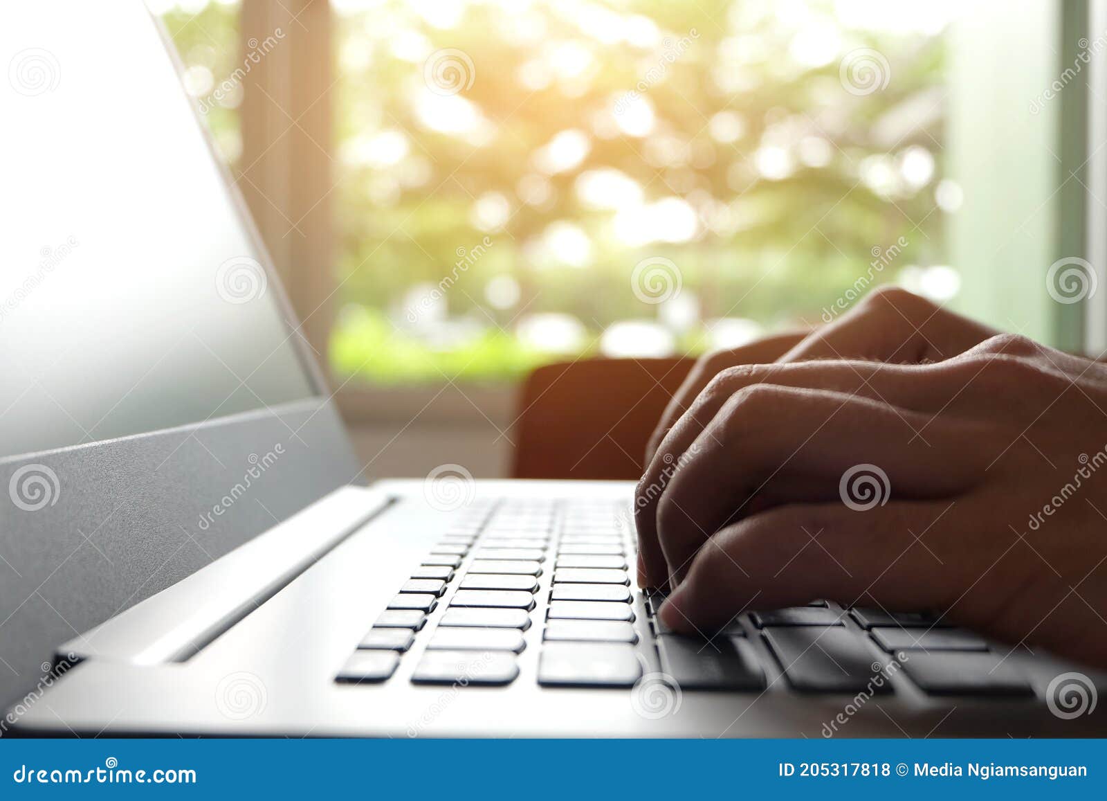 Hand of the Worker he is Using a Computer Hands on the Keyboard. Find ...