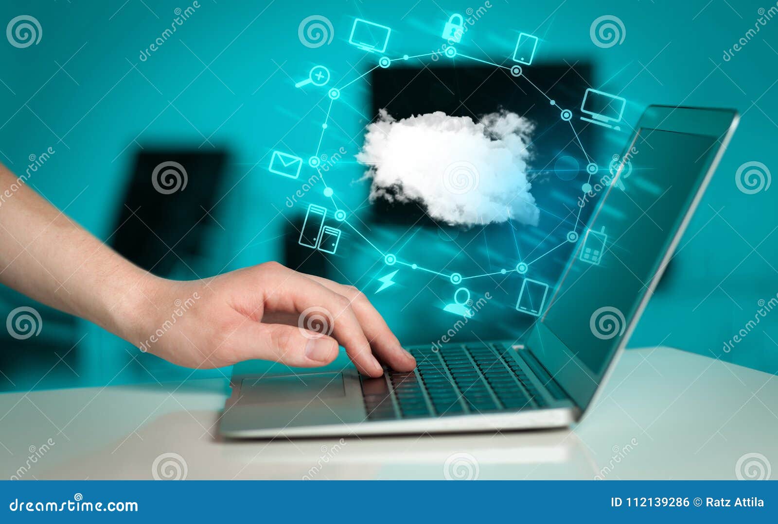 Hand Working with a Cloud Computing Diagram Stock Photo - Image of ...