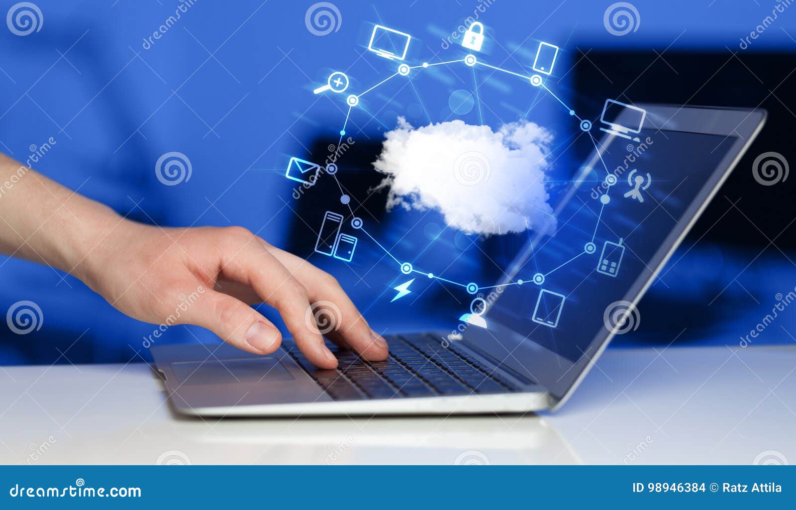 Hand Working with a Cloud Computing Diagram Stock Photo - Image of ...