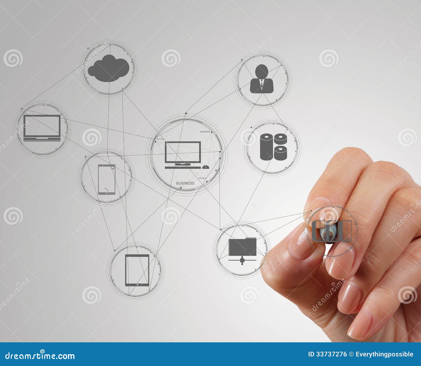 Hand Working with a Cloud Computing Diagram Stock Photo - Image of ...
