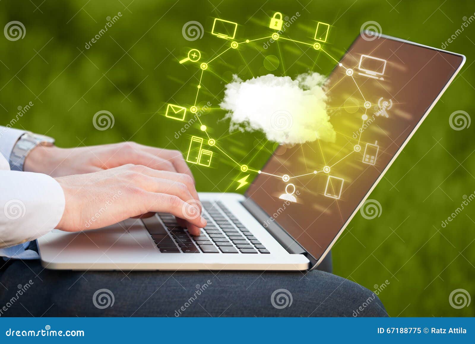 Hand Working with a Cloud Computing Diagram Stock Image - Image of data ...