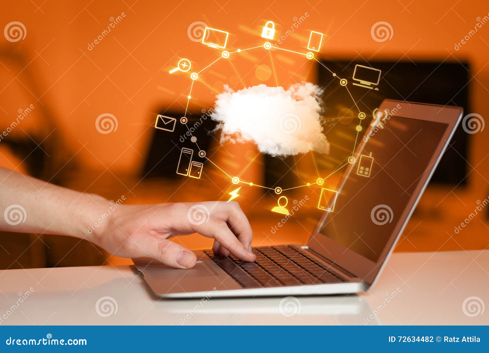 Hand Working with a Cloud Computing Diagram Stock Photo - Image of hand ...