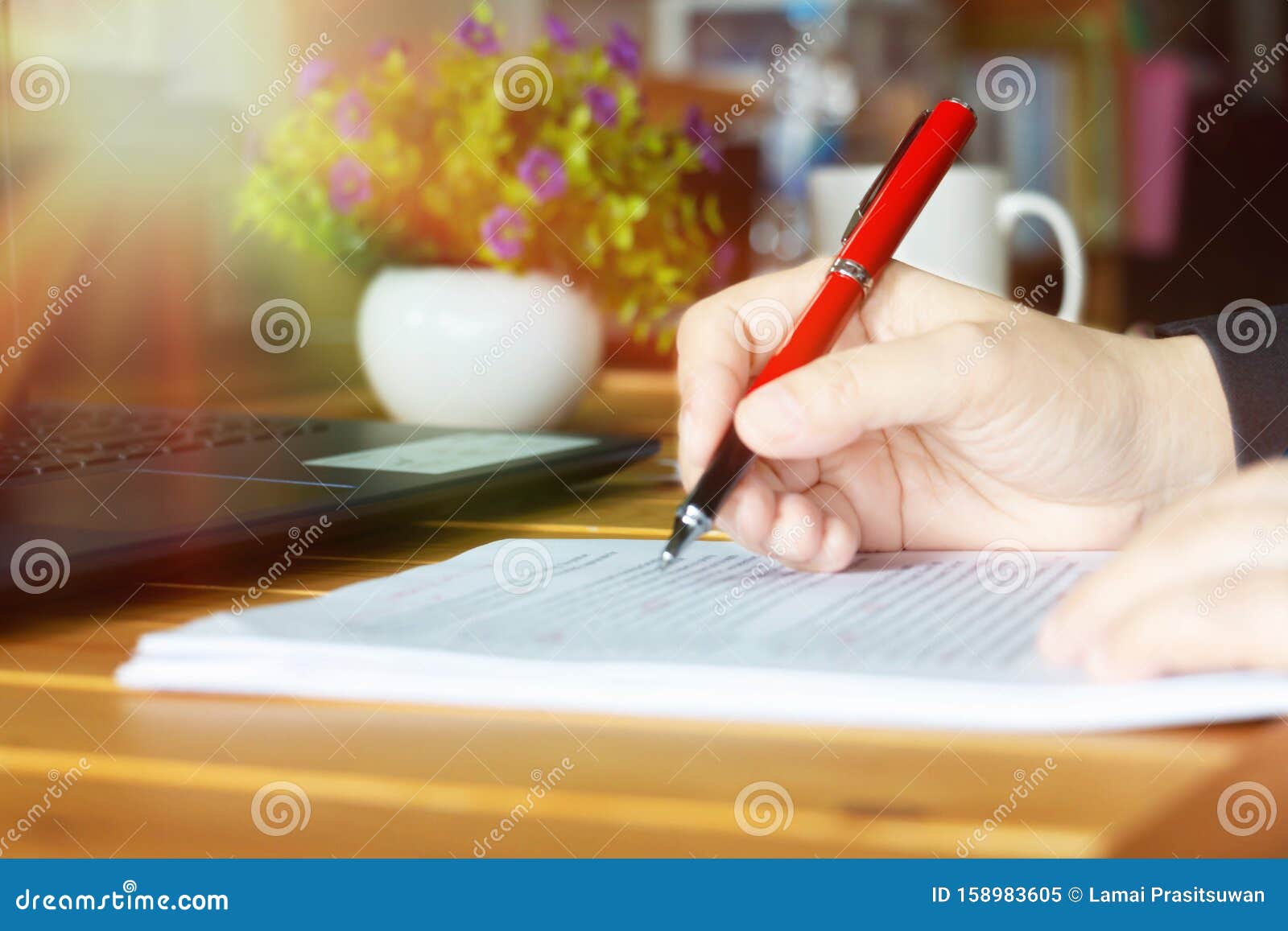 Editing Text on Desk in Office Stock Image - Image of essay, check ...