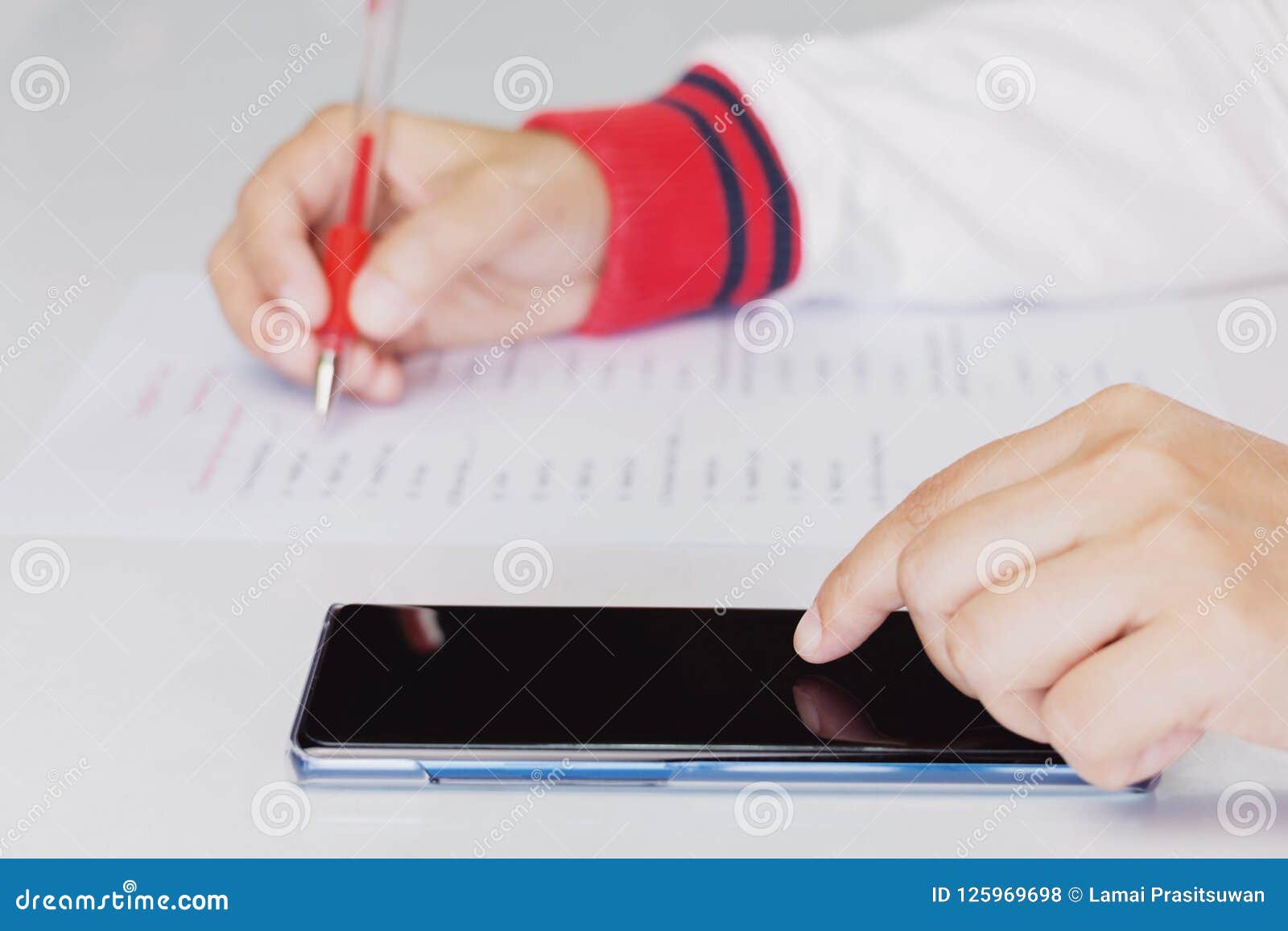 Hand Working on English Test Stock Photo - Image of english, cell ...