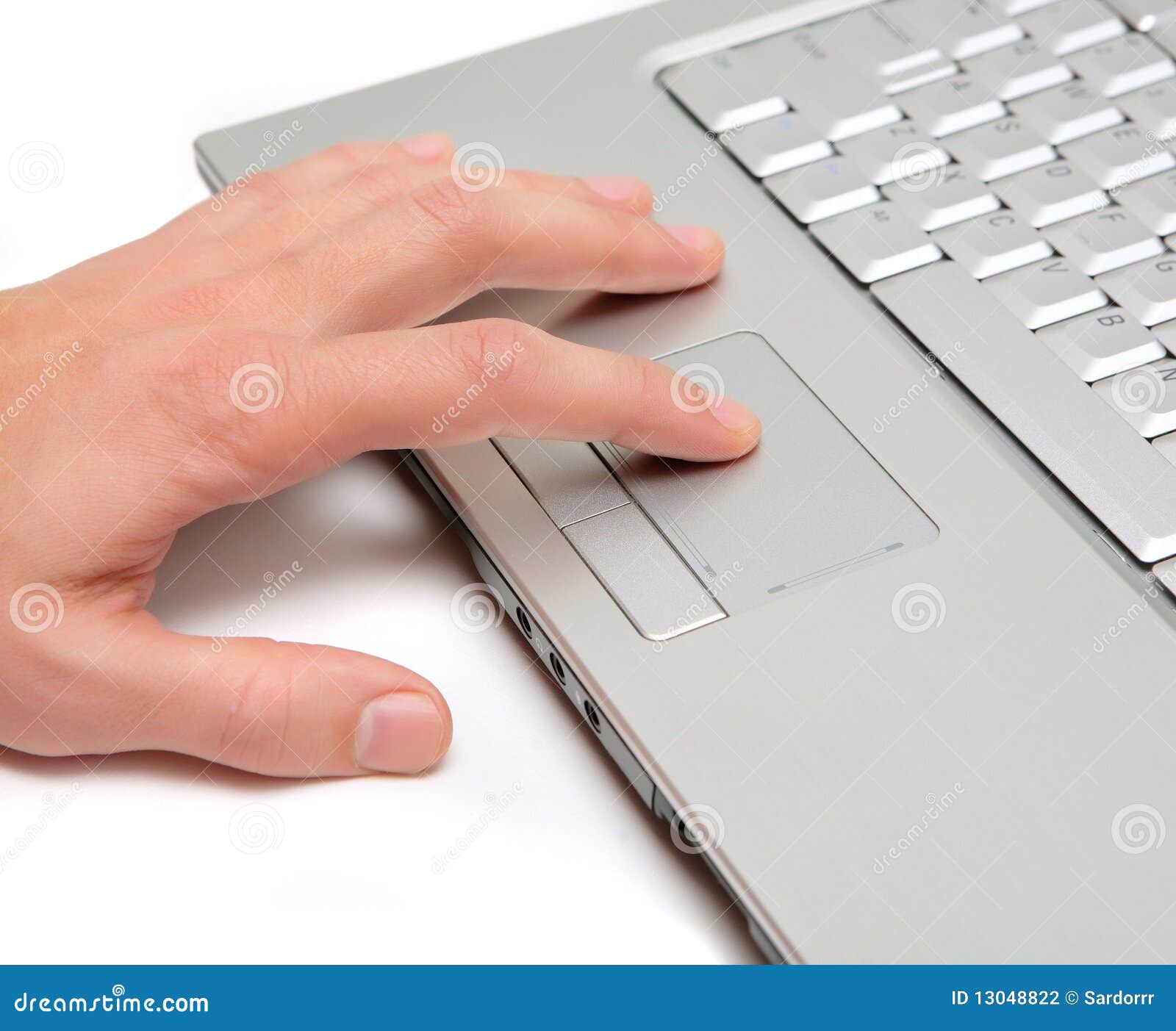 Hand Working on a Laptop Touchpad Stock Photo - Image of scrolling ...