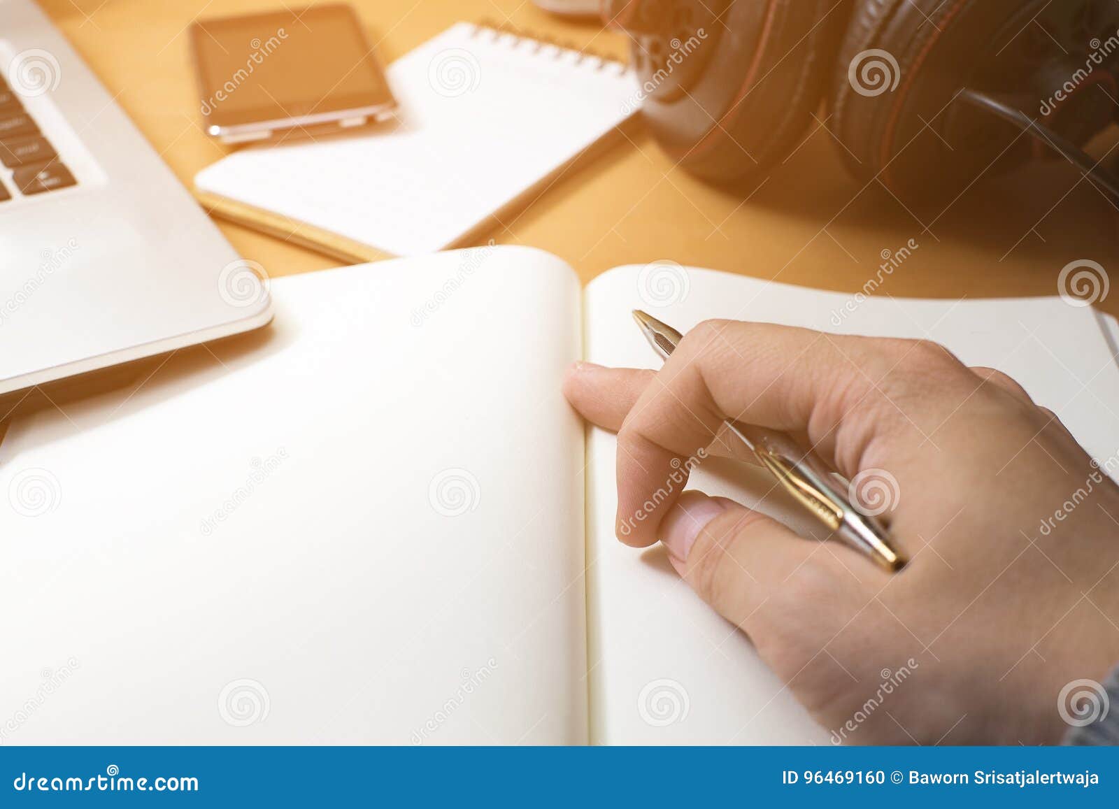 Hand of Working Man is Writing on White Paper Stock Photo - Image of ...