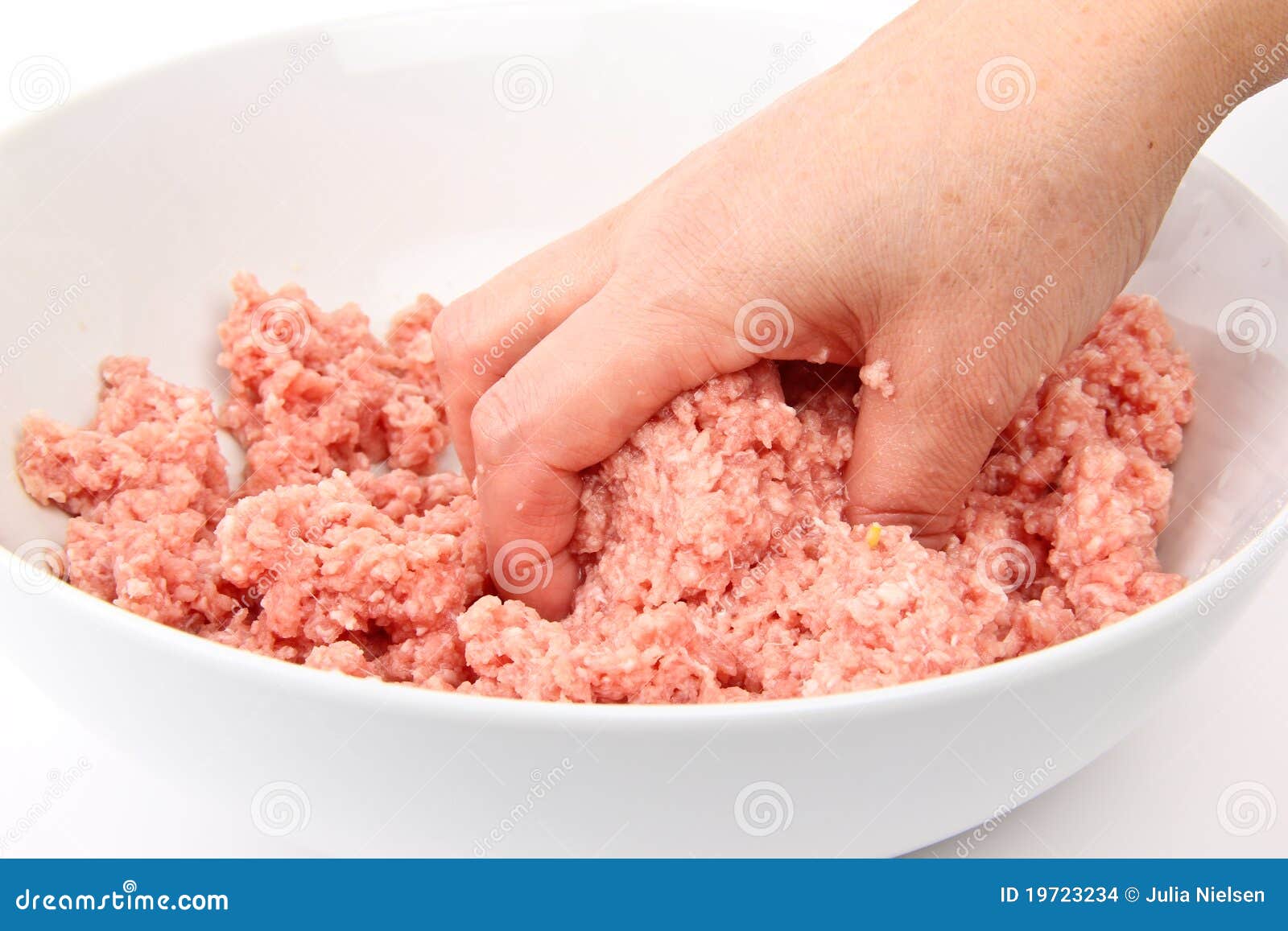 Hand Working with Minced Meat Stock Photo - Image of cooking, hand ...