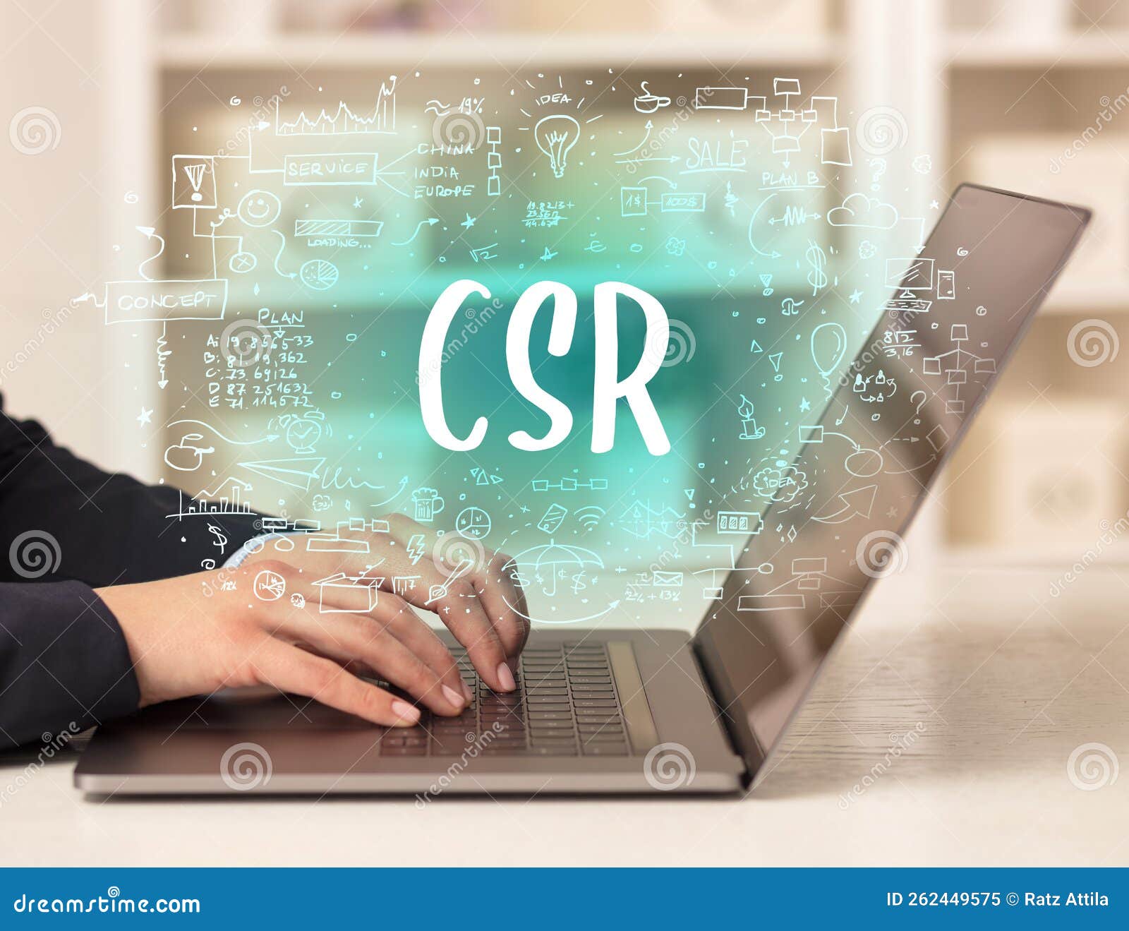 Hand Working on New Modern Computer Stock Illustration - Illustration ...