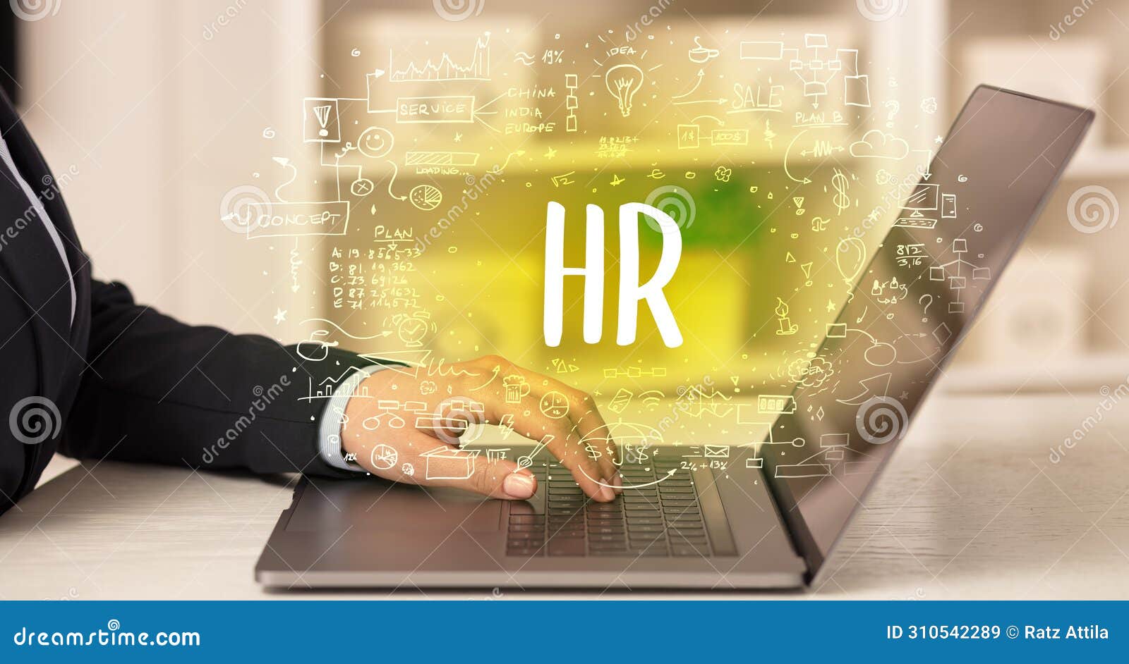 Hand Working on New Modern Computer Stock Image - Image of connect ...