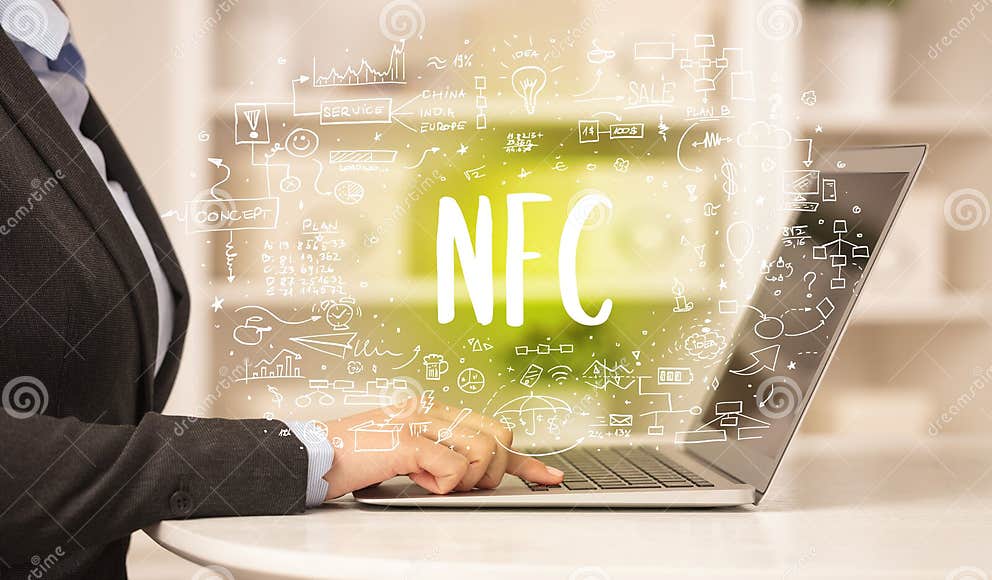 Hand Working on New Modern Computer Stock Image - Image of connect ...