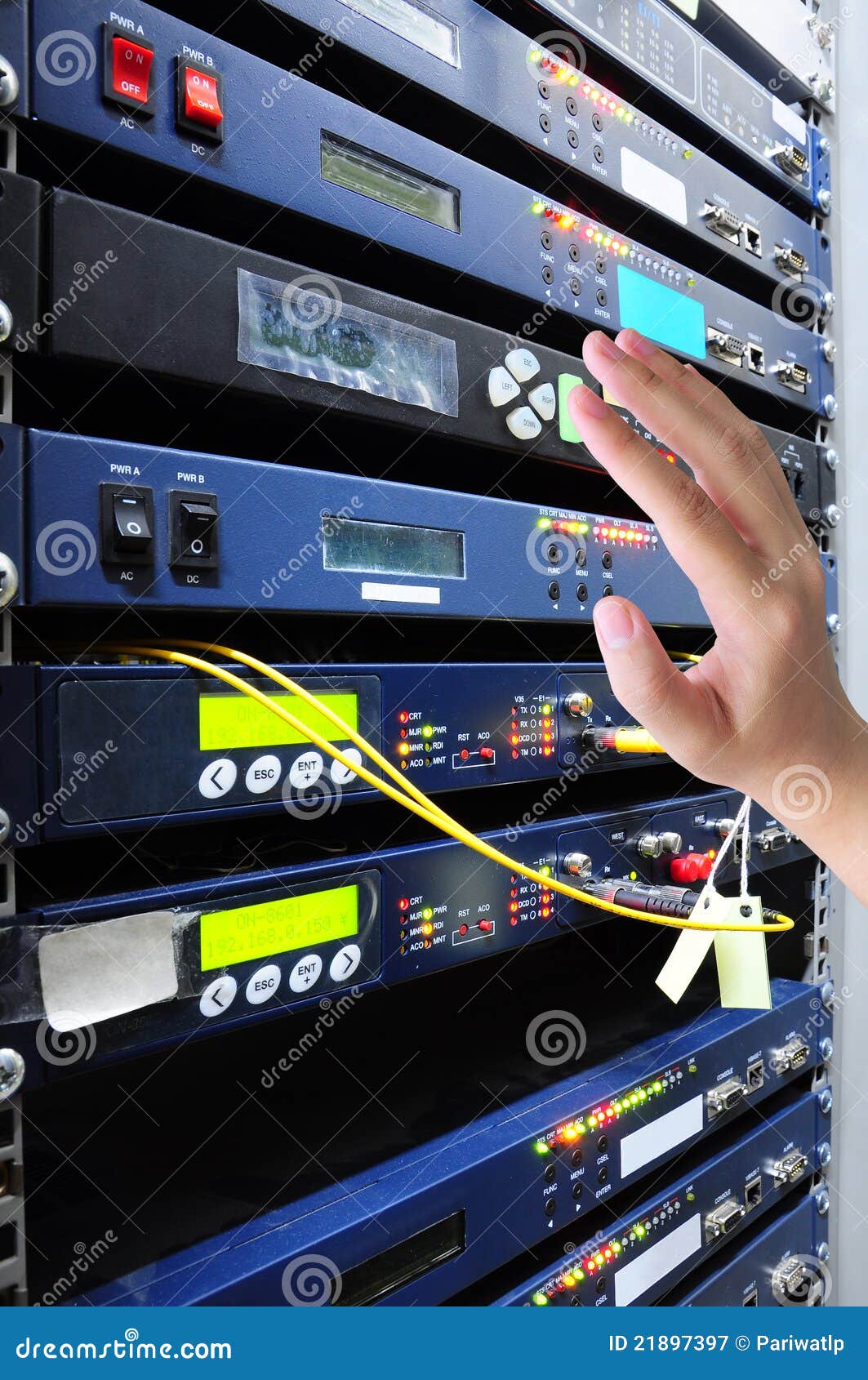 Hand working on server stock image. Image of click, port - 21897397
