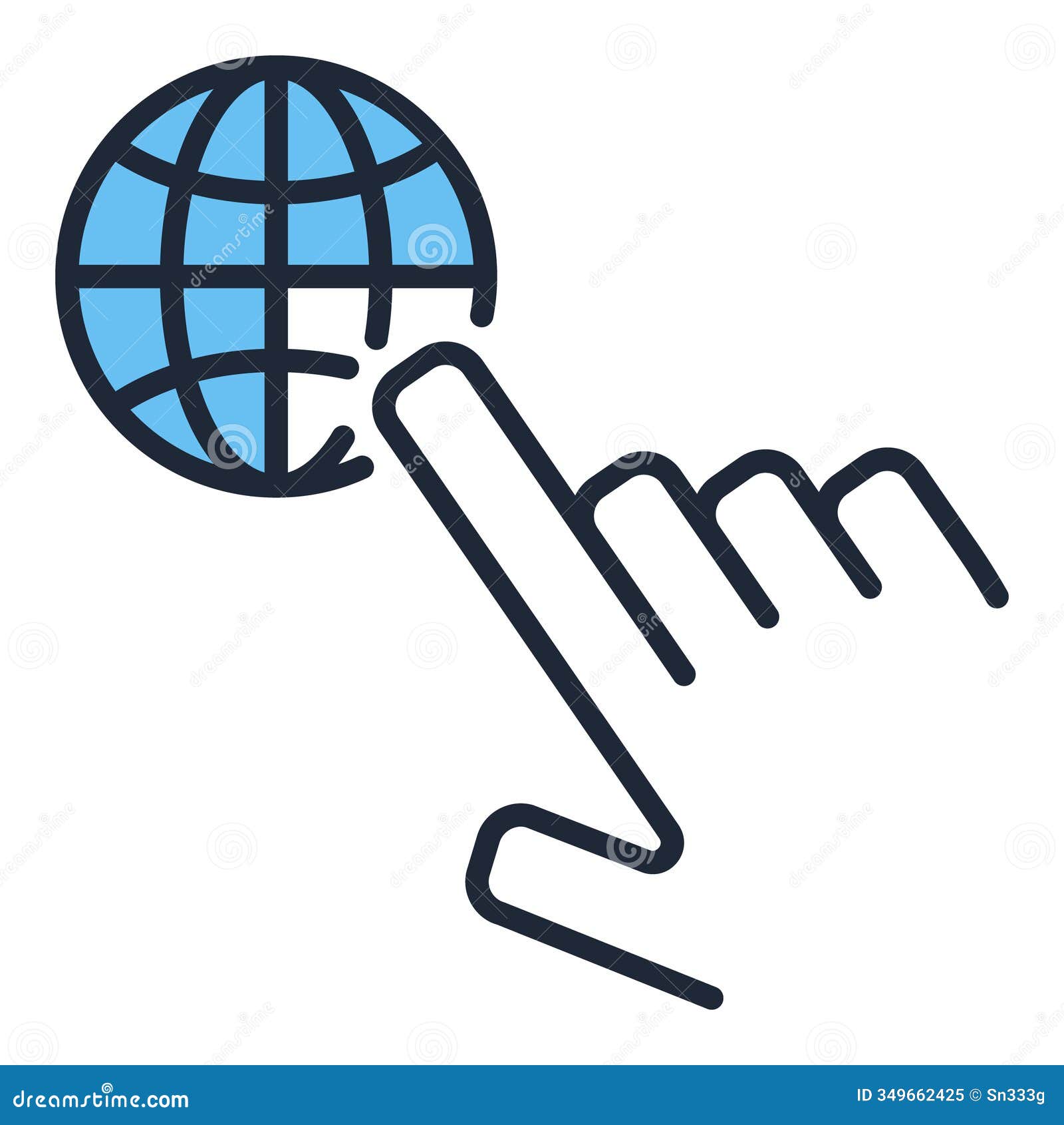 Hand with World Vector Earth Globe Blue Icon or Symbol Stock Vector ...