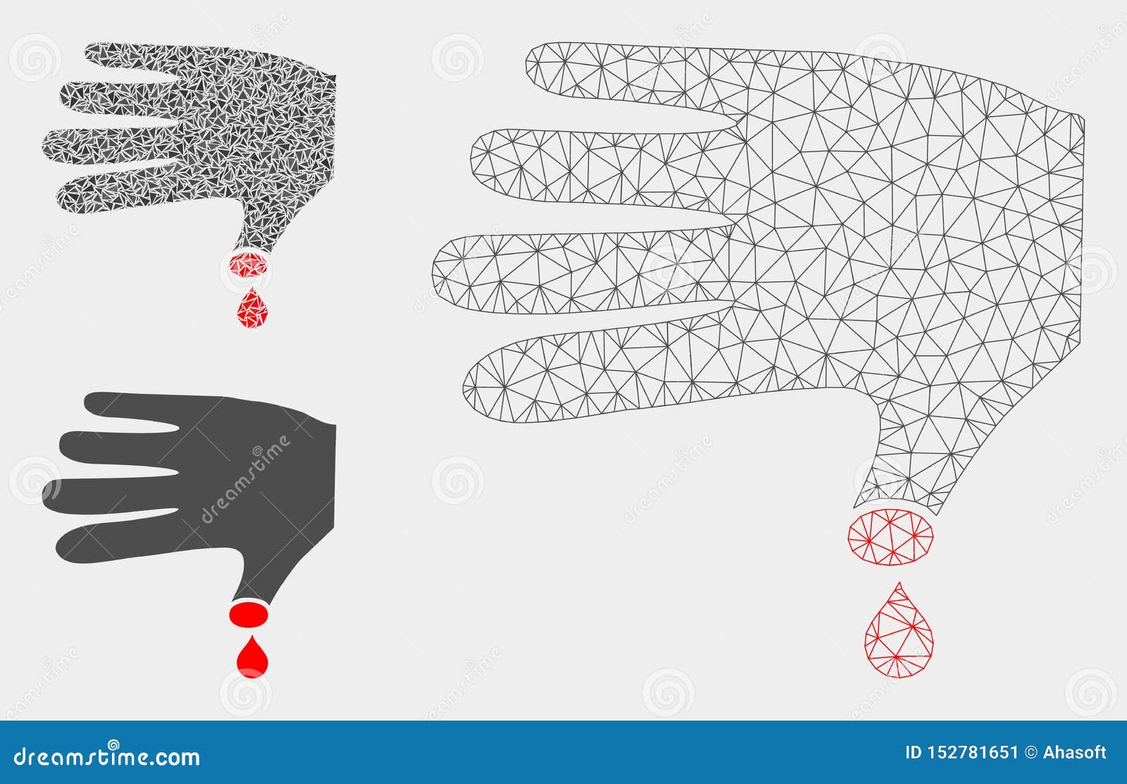 Hand Wound Vector Mesh 2D Model and Triangle Mosaic Icon Stock Vector ...