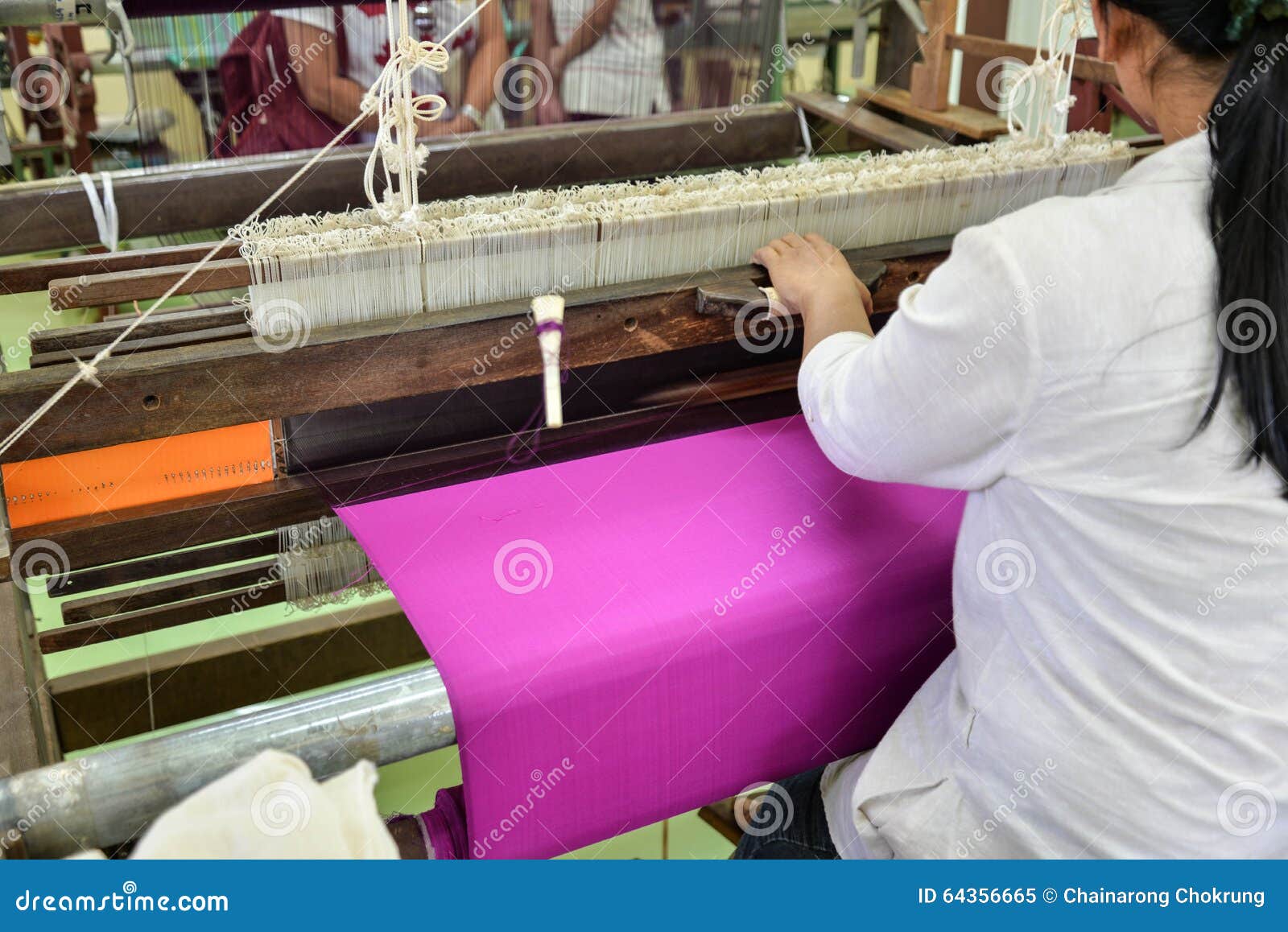 Hand-woven silk stock image. Image of pattern, manufacturing - 64356665